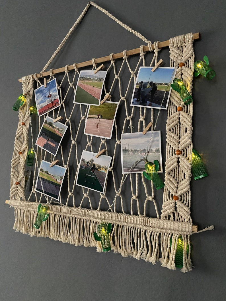 Macrame Photo Hanger, Boho Twine Photo Display, Collage Dorm Wall Decor ...
