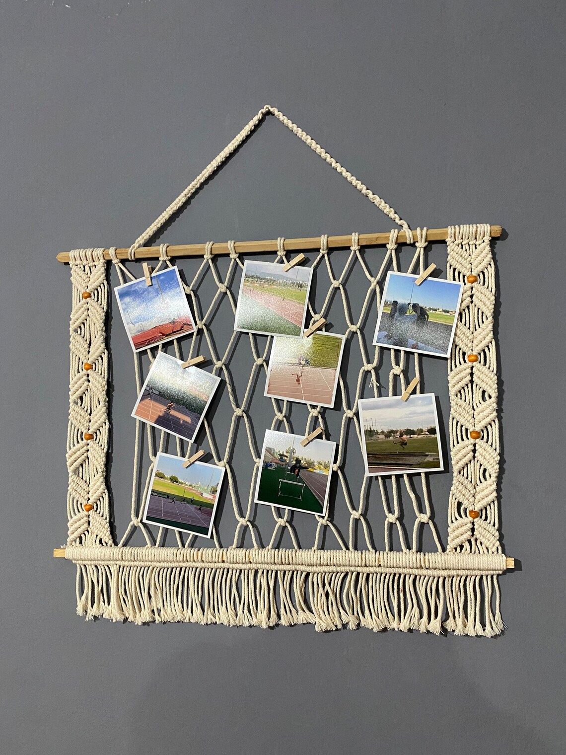 Macrame Photo Hanger, Boho Twine Photo Display, Collage Dorm Wall Decor ...