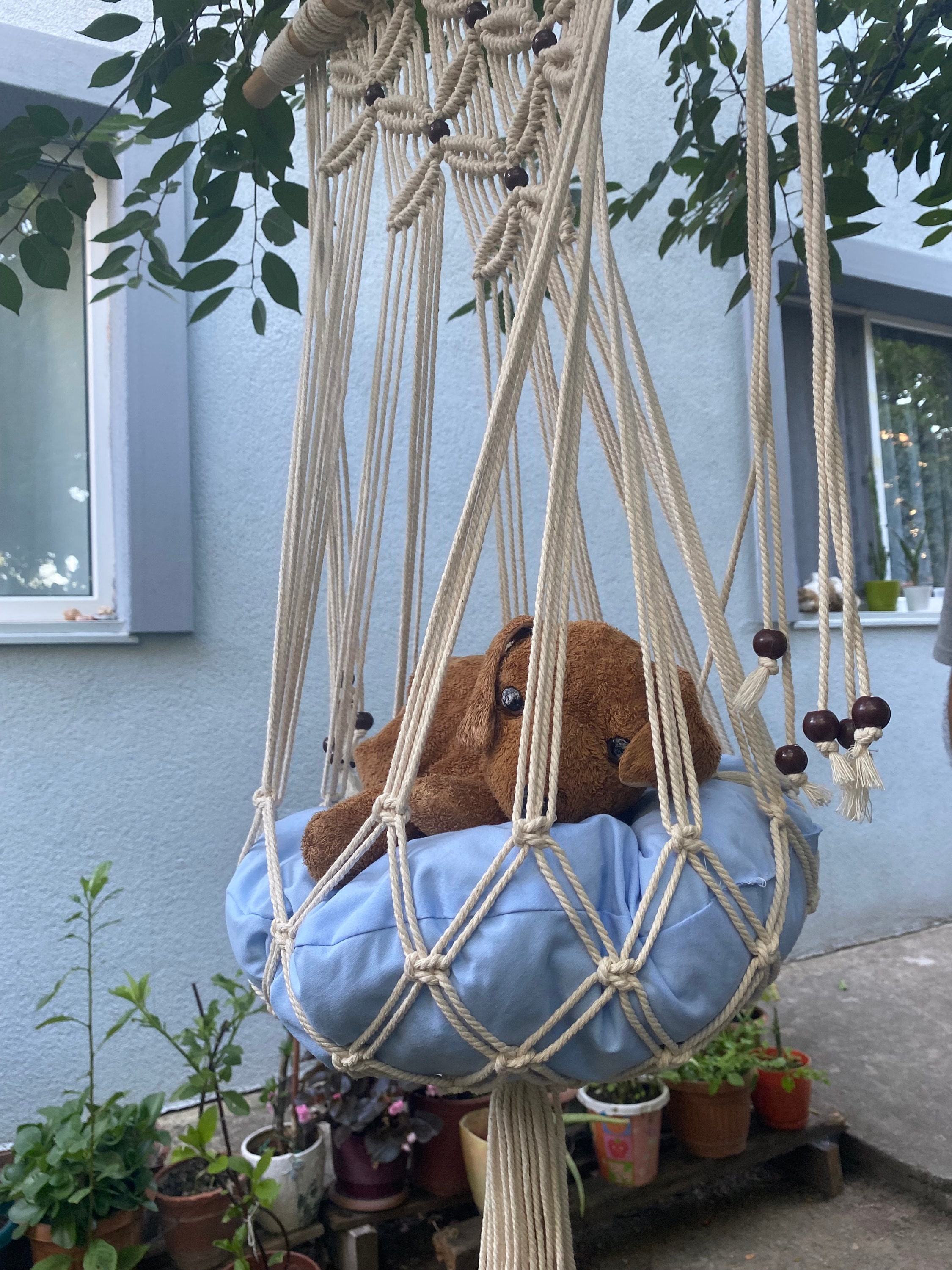 Macrame Cat Hammock Woven Boho Wall Hanging Pet Hammocks Dog Bed ...