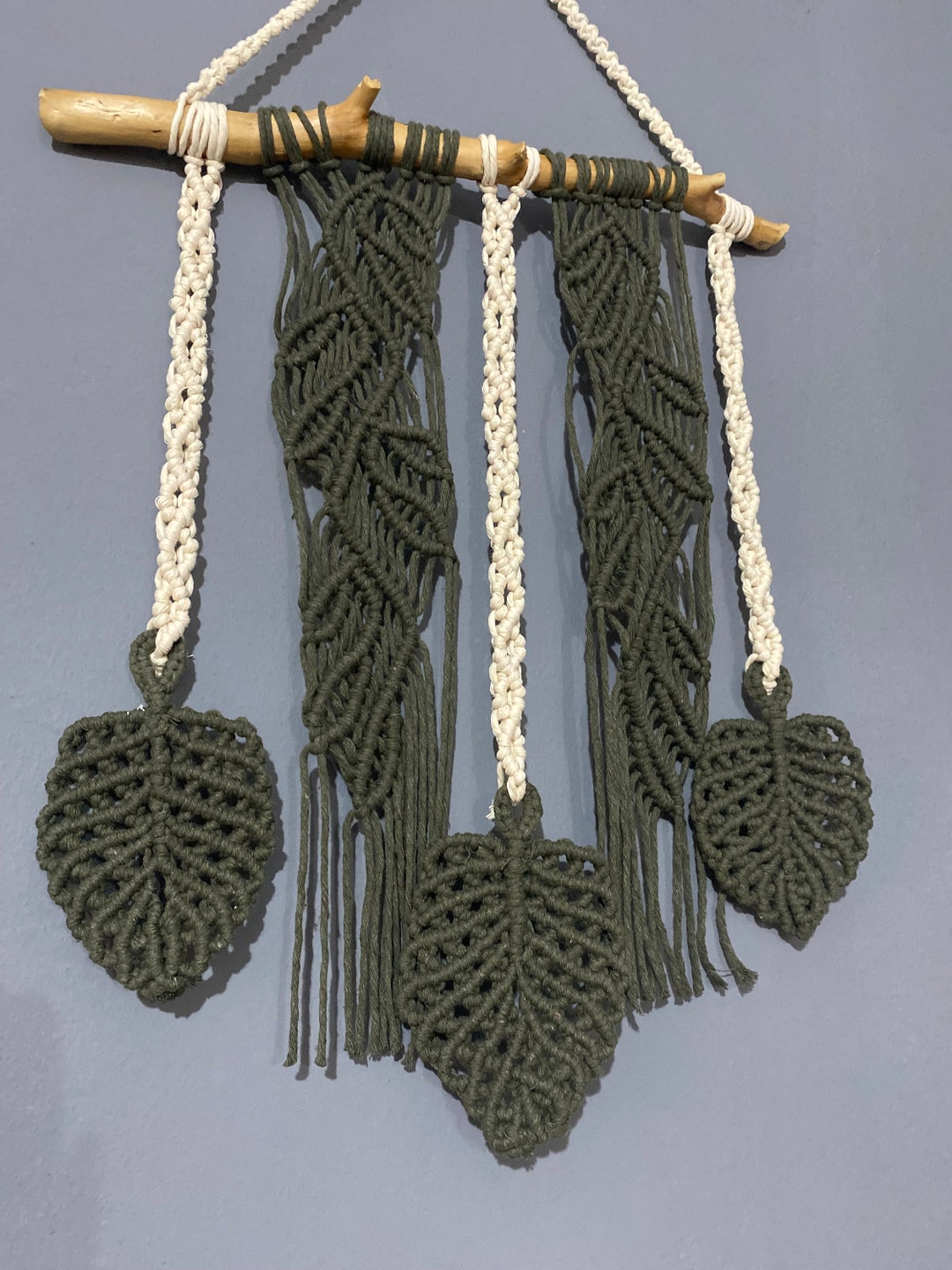 Macrame Leaf Wall Hanging, Macrame Wall Hanging, Green Wall Art, Boho ...