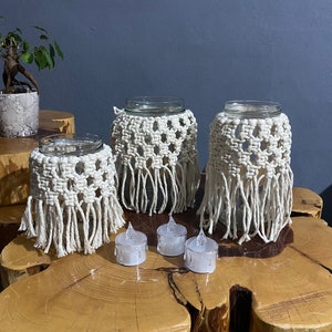 Digital Set of 3 Macrame Jar Cover Pattern Macrame Lantern Jar Cover ...