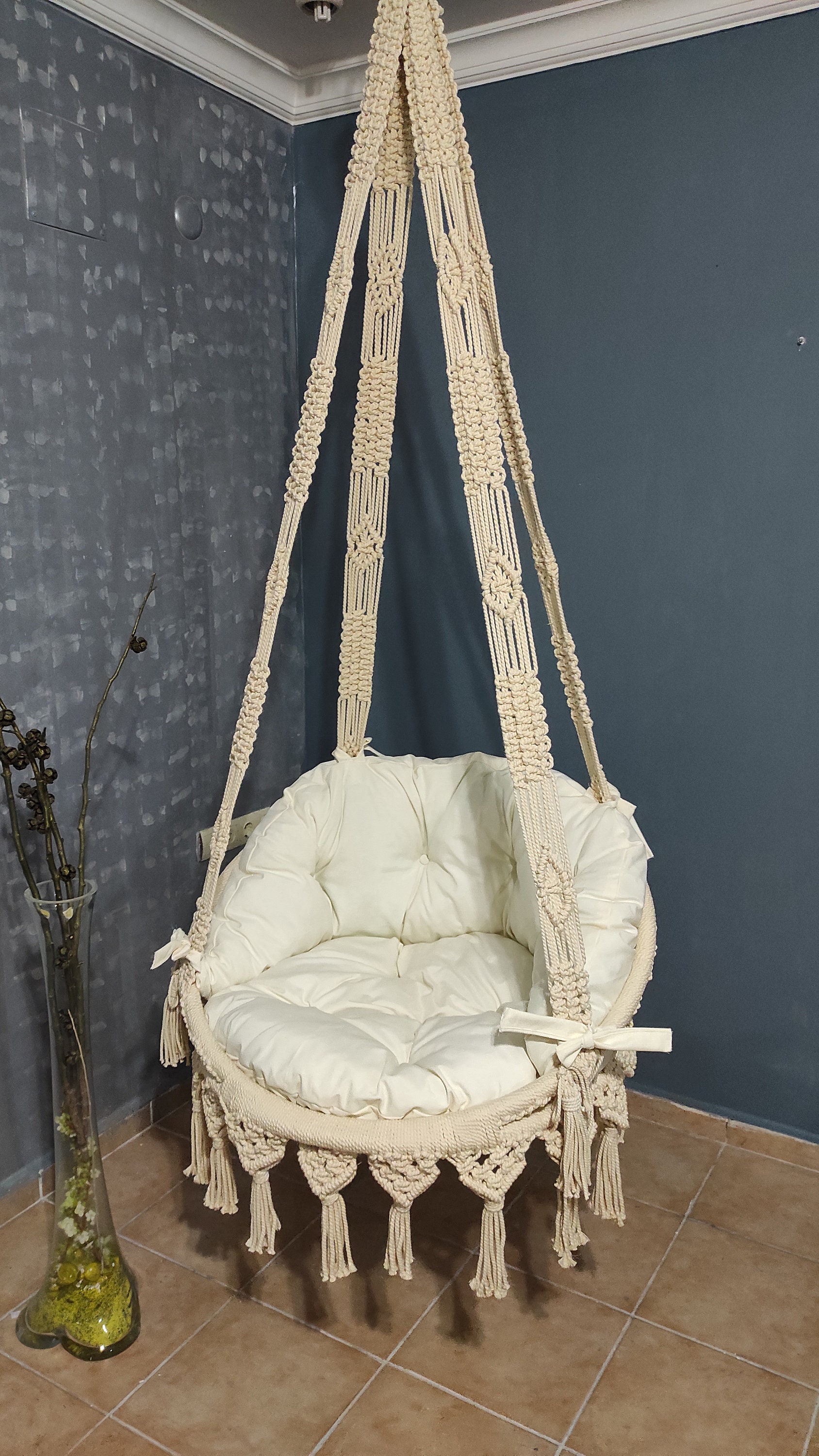 Macrame Swing, Macrame Hammock Chair, Macrame Round Swing, Hanging ...
