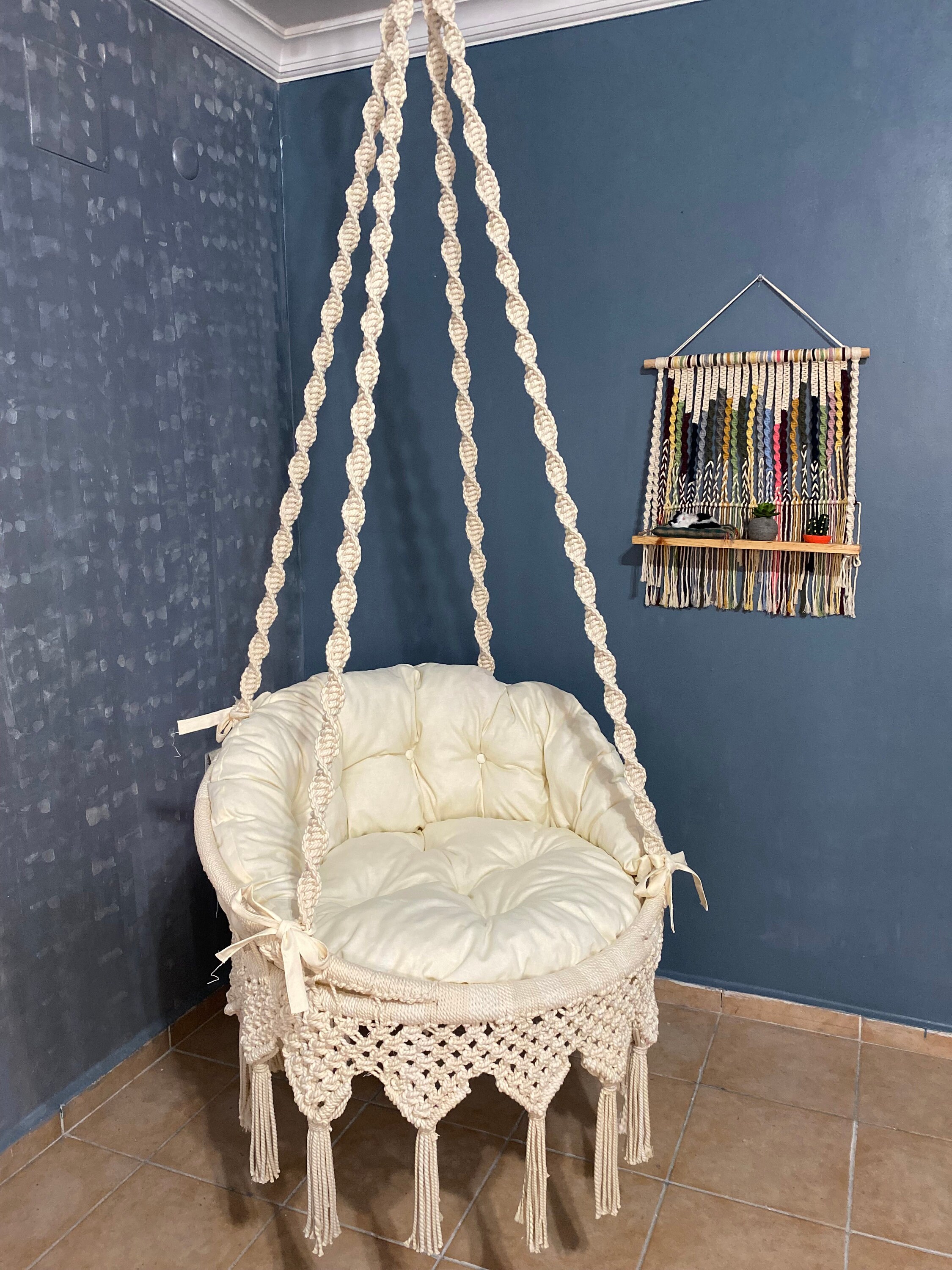 Macrame Swing Chair,macrame Swing,macrame Hammock,hanging Chair,outdoor ...