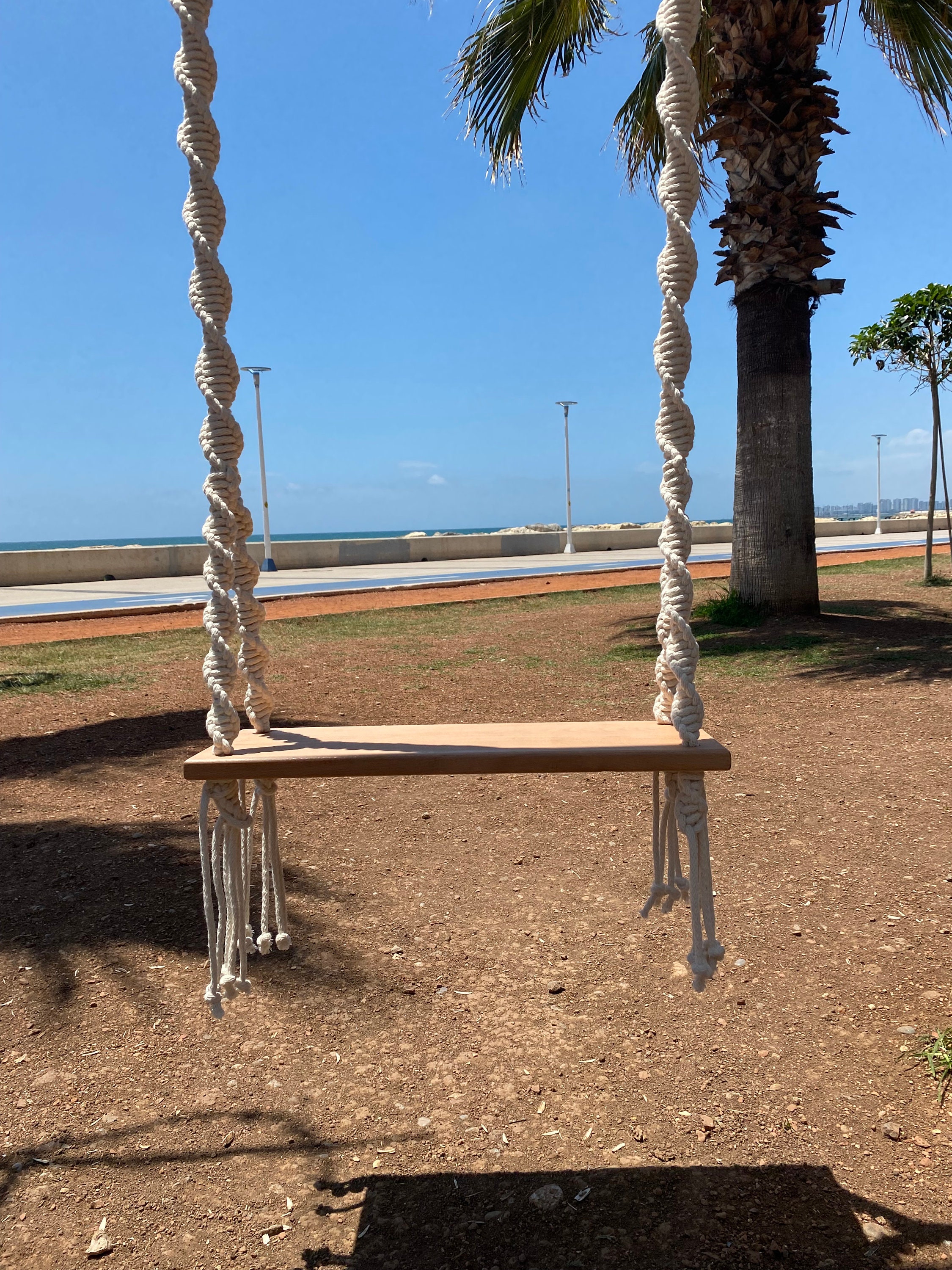 Beach Macrame Swing, Macrame Wood Swing, Wood Swing, Tree Swing Adult ...