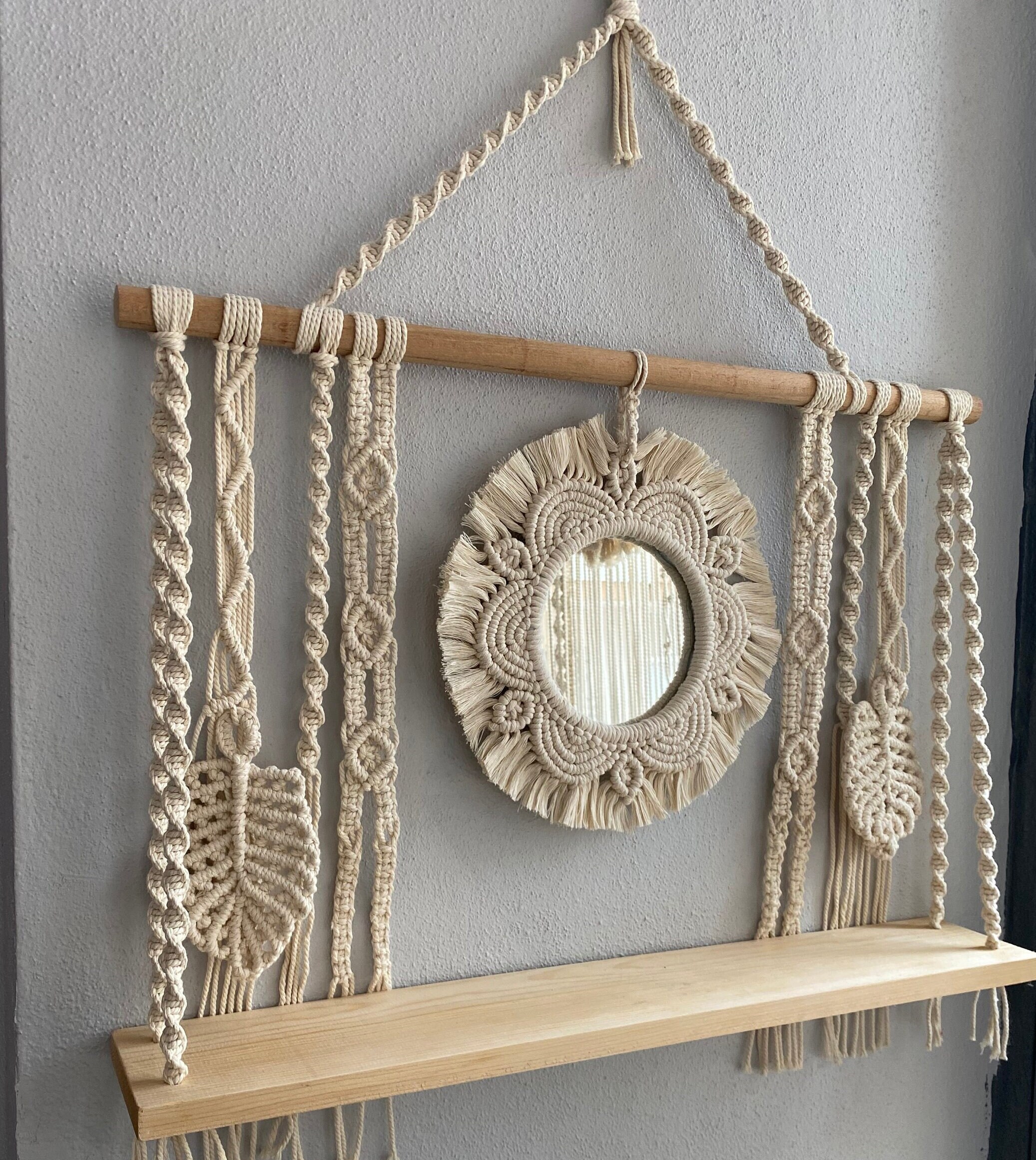 Large Macrame Shelf, Macrame Hanging Shelf, Macrame Wall Decor, Macrame ...