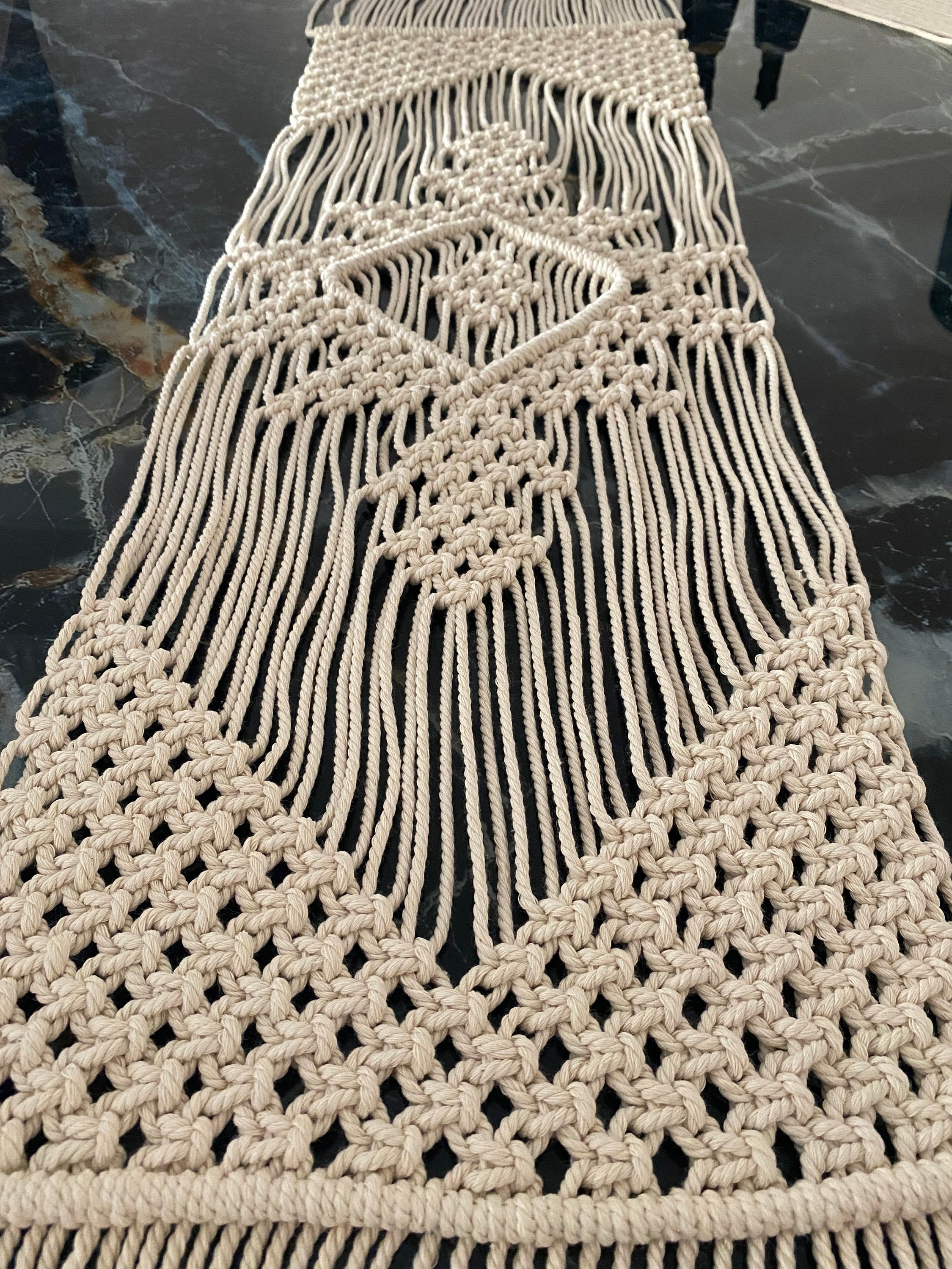 Beige Macrame Table Runner Handmade Boho Table Runner Unique - Etsy