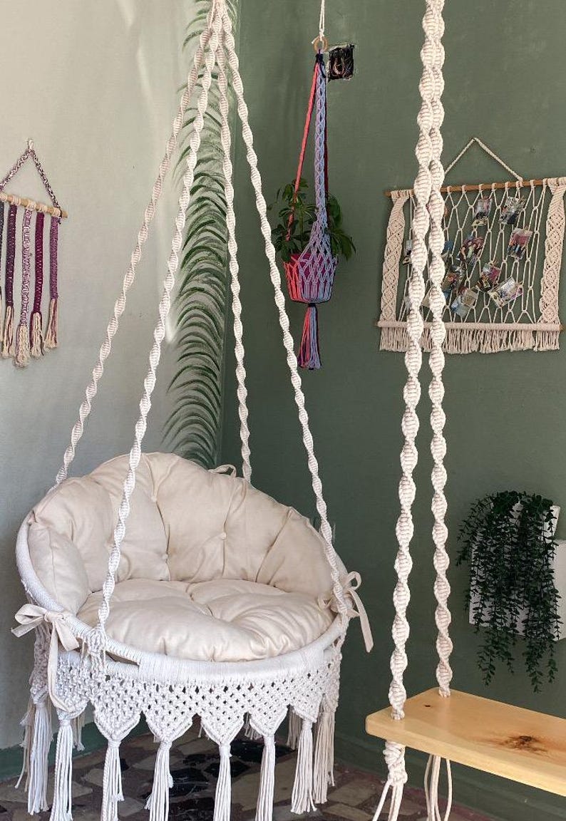 Makramee Schaukel, Makramee Schaukel, Makramee Hängematte, Hängestuhl ...