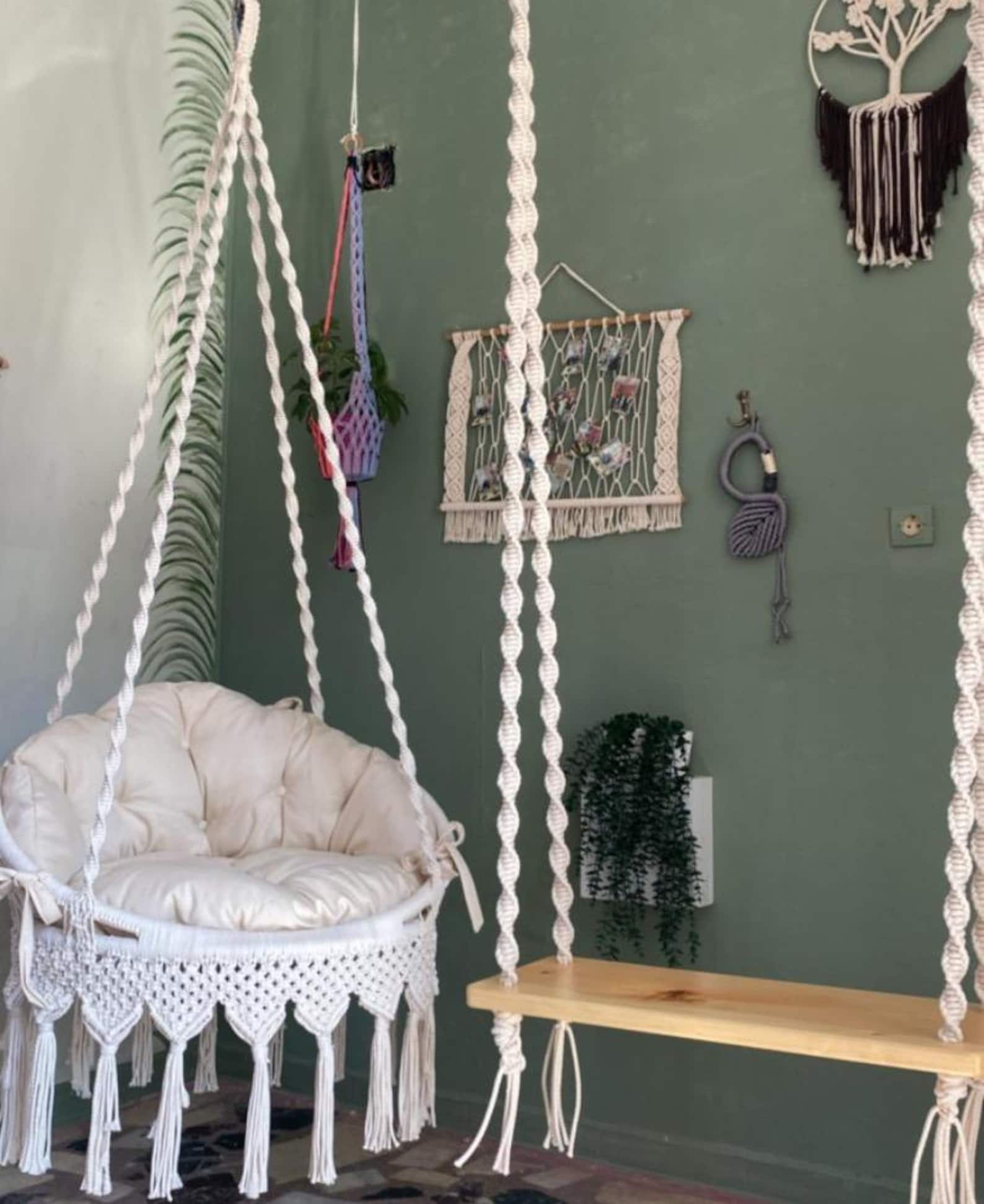 Makramee Schaukel, Makramee Schaukel, Makramee Hängematte, Hängestuhl ...