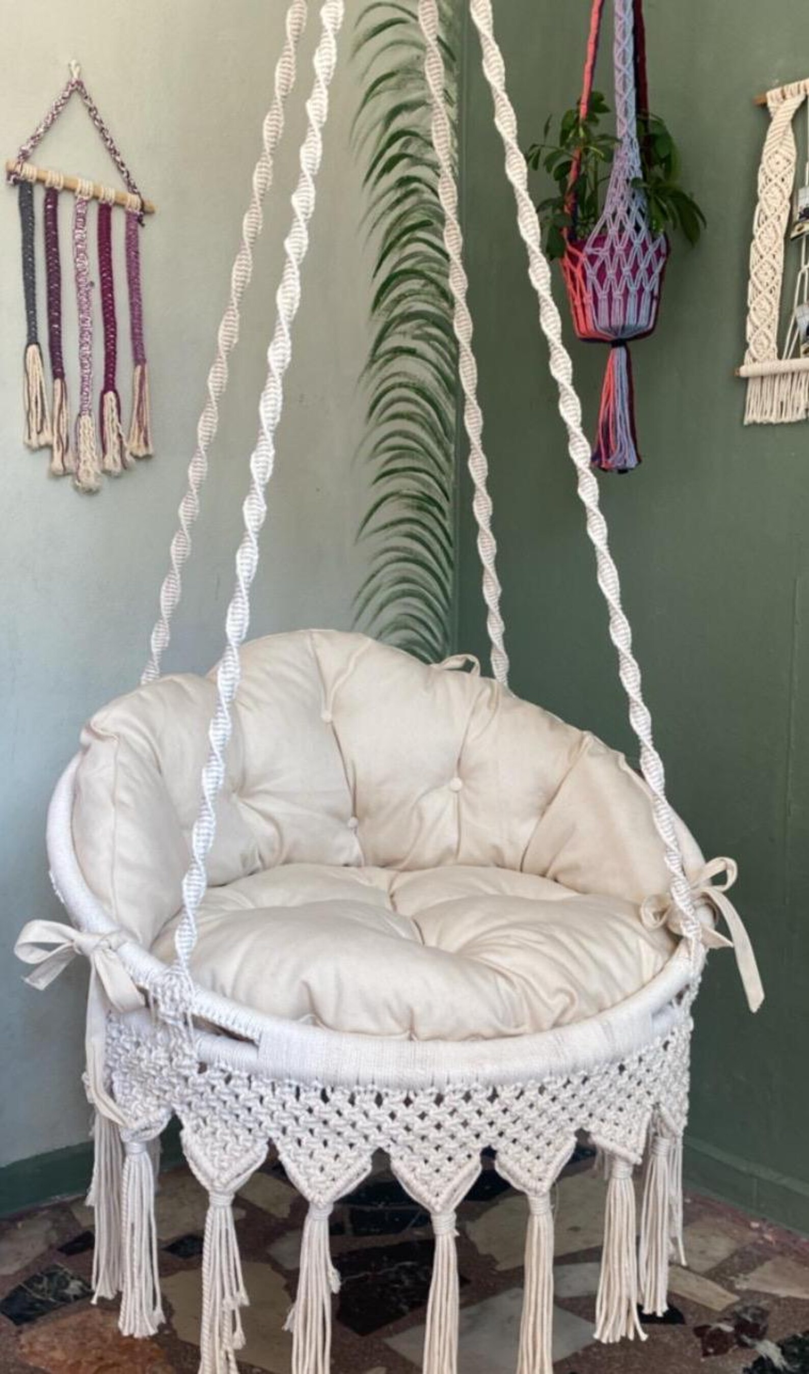 Makramee Schaukel, Makramee Schaukel, Makramee Hängematte, Hängestuhl ...