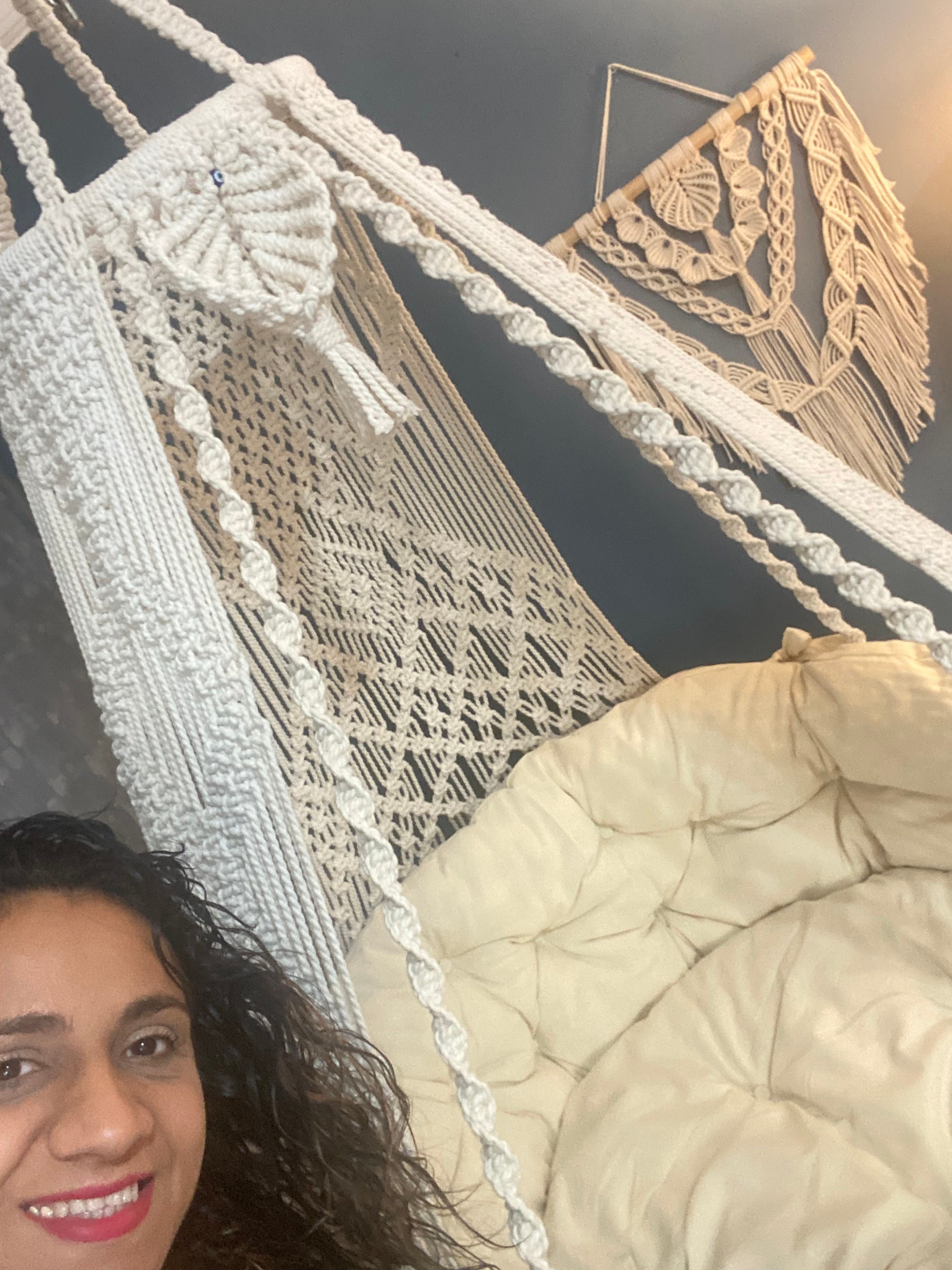 Macrame Double Swing Chair,garden Macrame Swing,macrame Rocking Chair ...