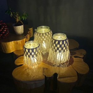 Digital Set of 3 Macrame Jar Cover Pattern Macrame Lantern Jar Cover ...