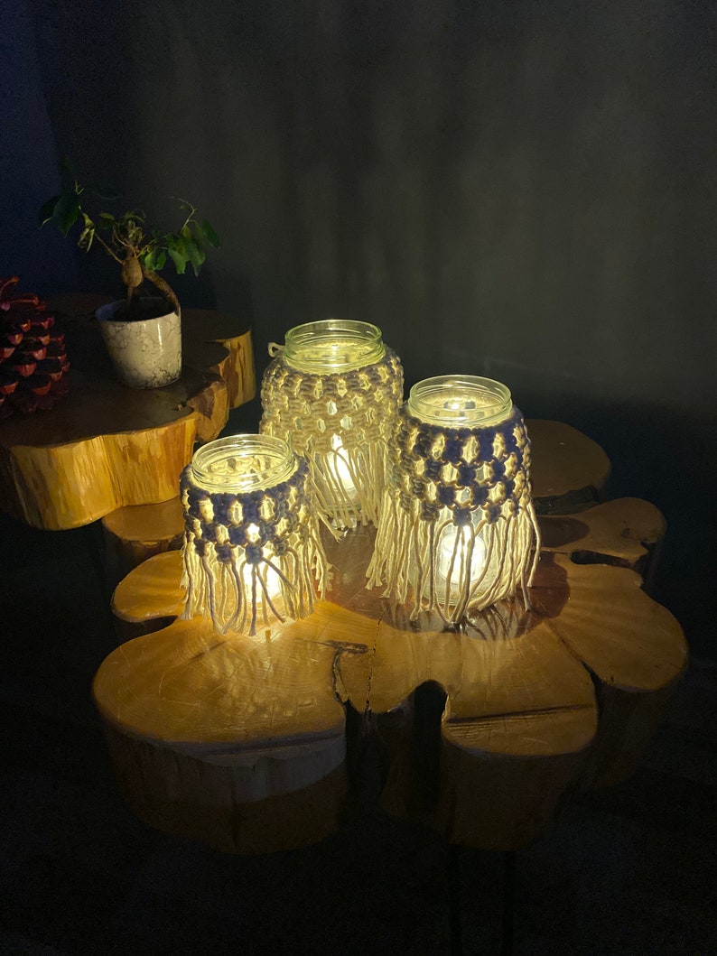 Digital Set of 3 Macrame Jar Cover Pattern Macrame Lantern Jar Cover ...