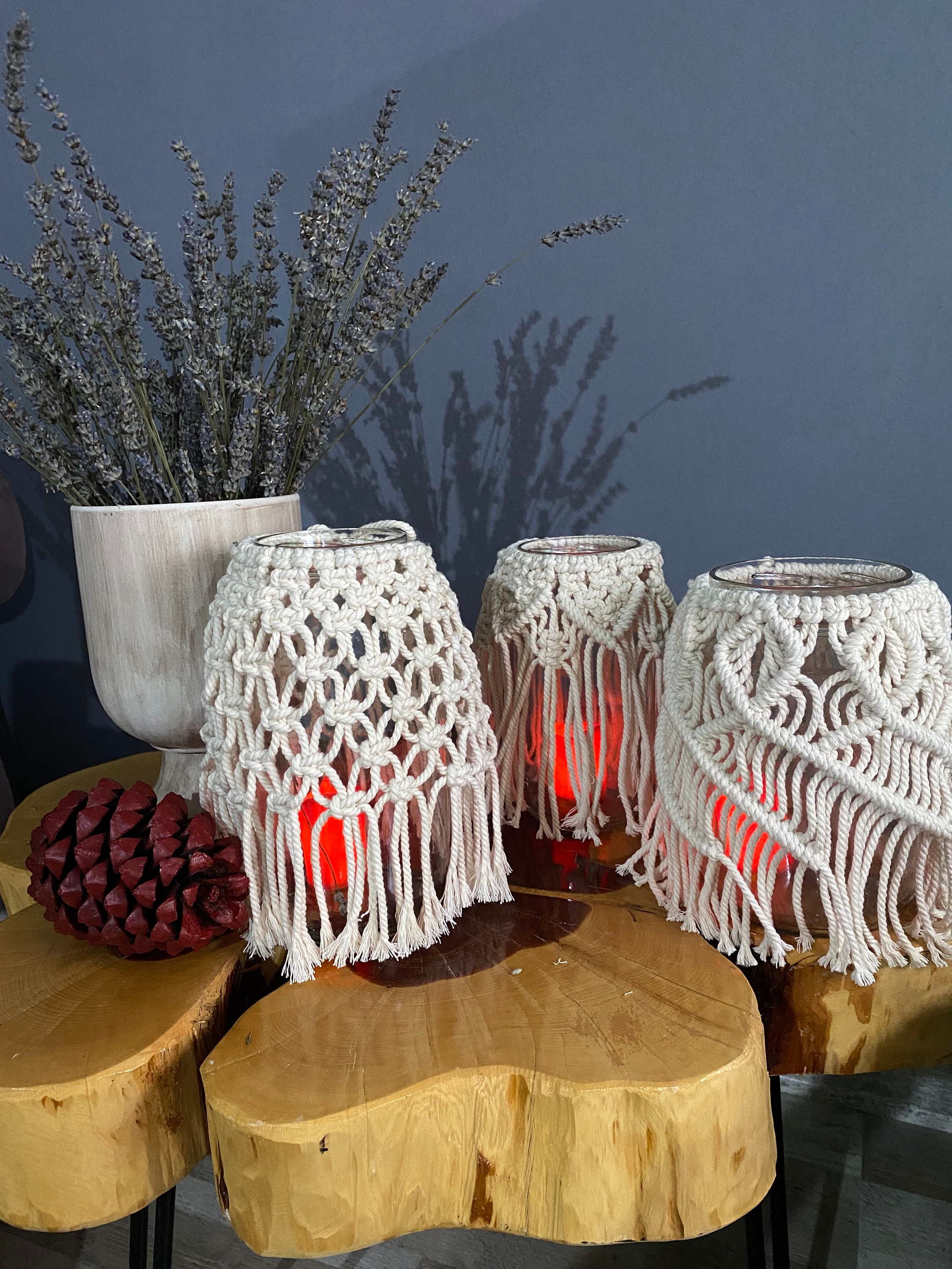 Macrame Lantern Jar Cover Candle Holder Macramee Windlicht Christmas ...