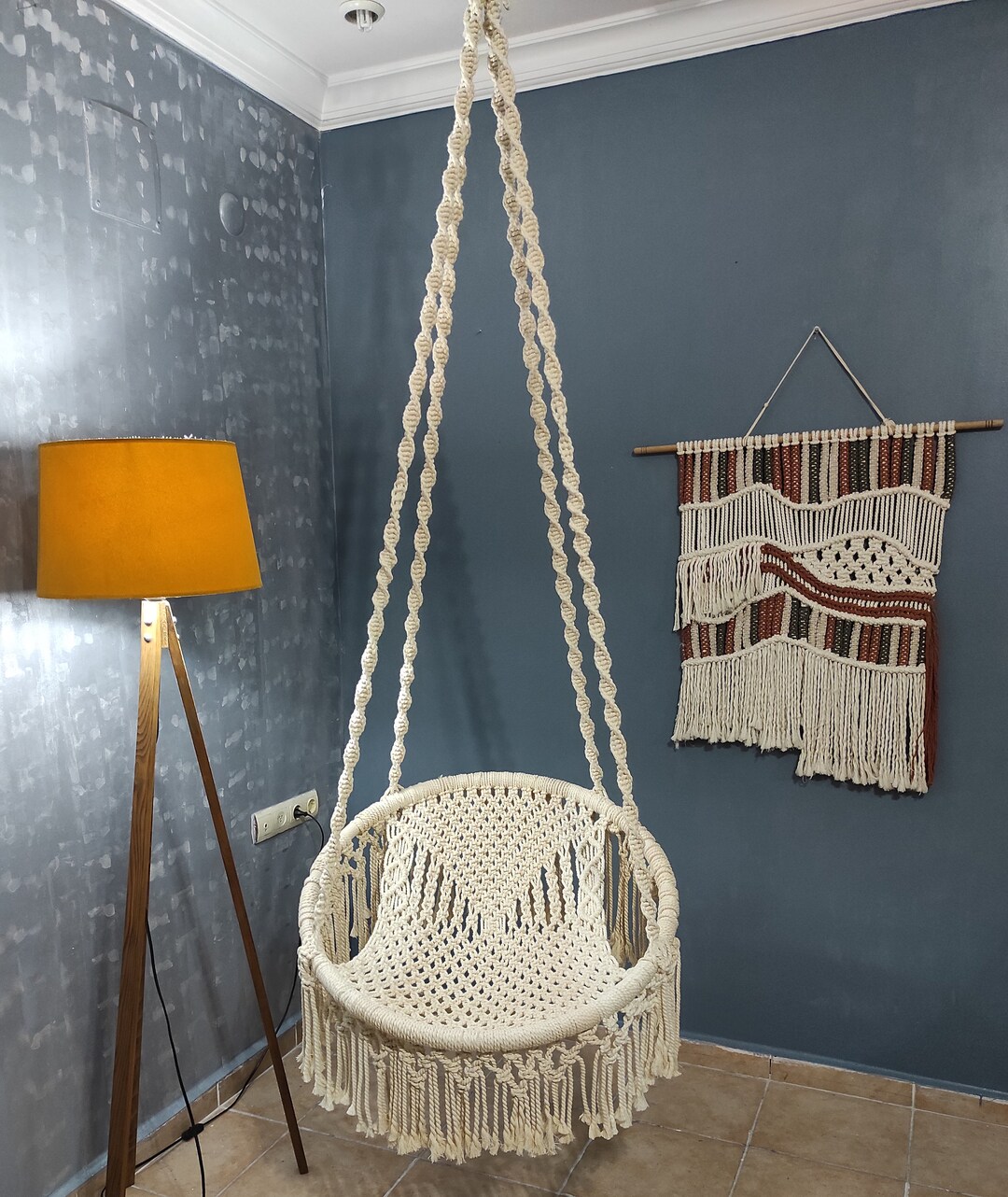 Macrame Swing Chair,luxuorious Swing, Macrame Round Swing, Hanging ...