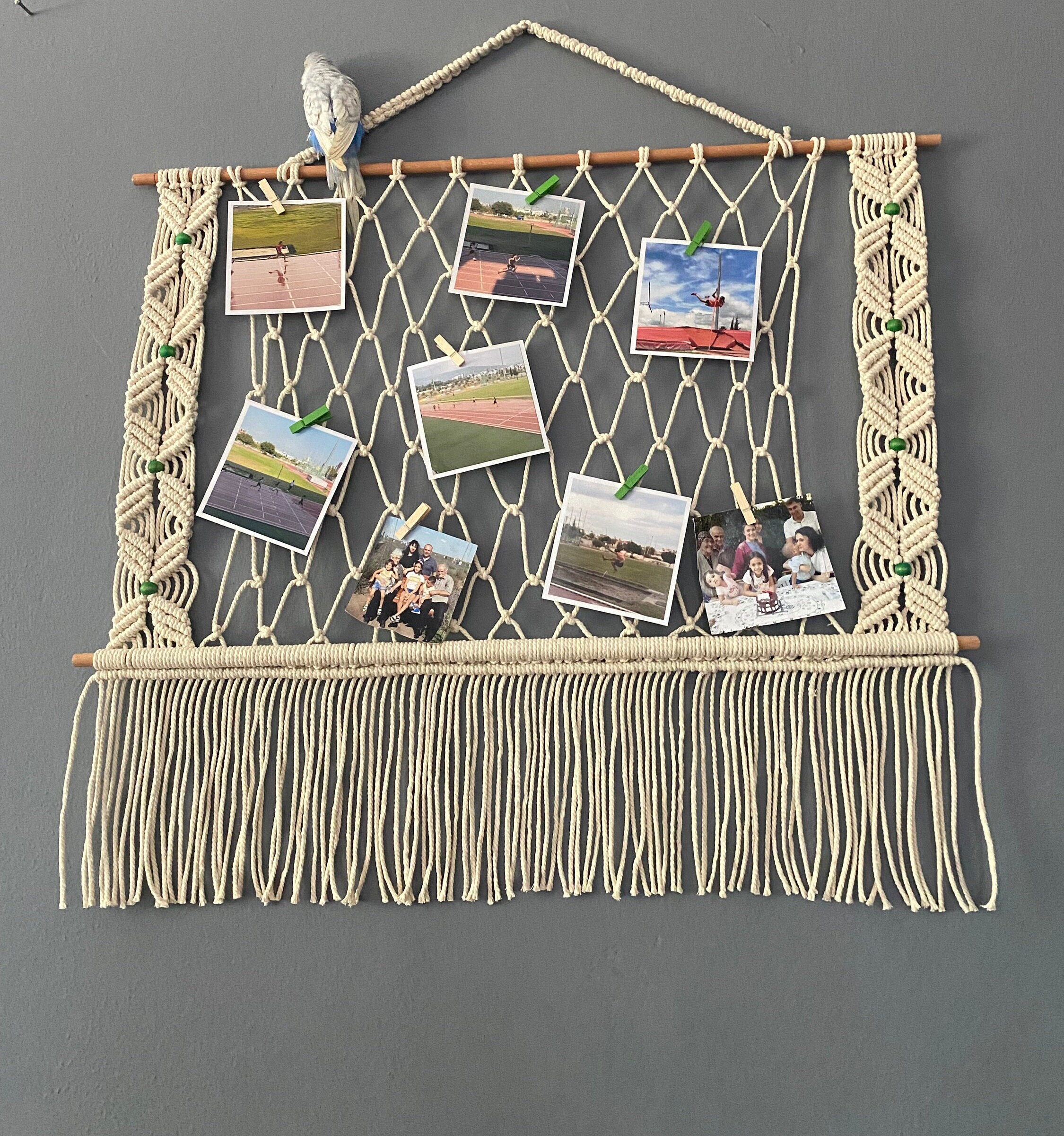 Macrame Photo Hanger, Boho Twine Photo Display, Collage Dorm Wall Decor ...