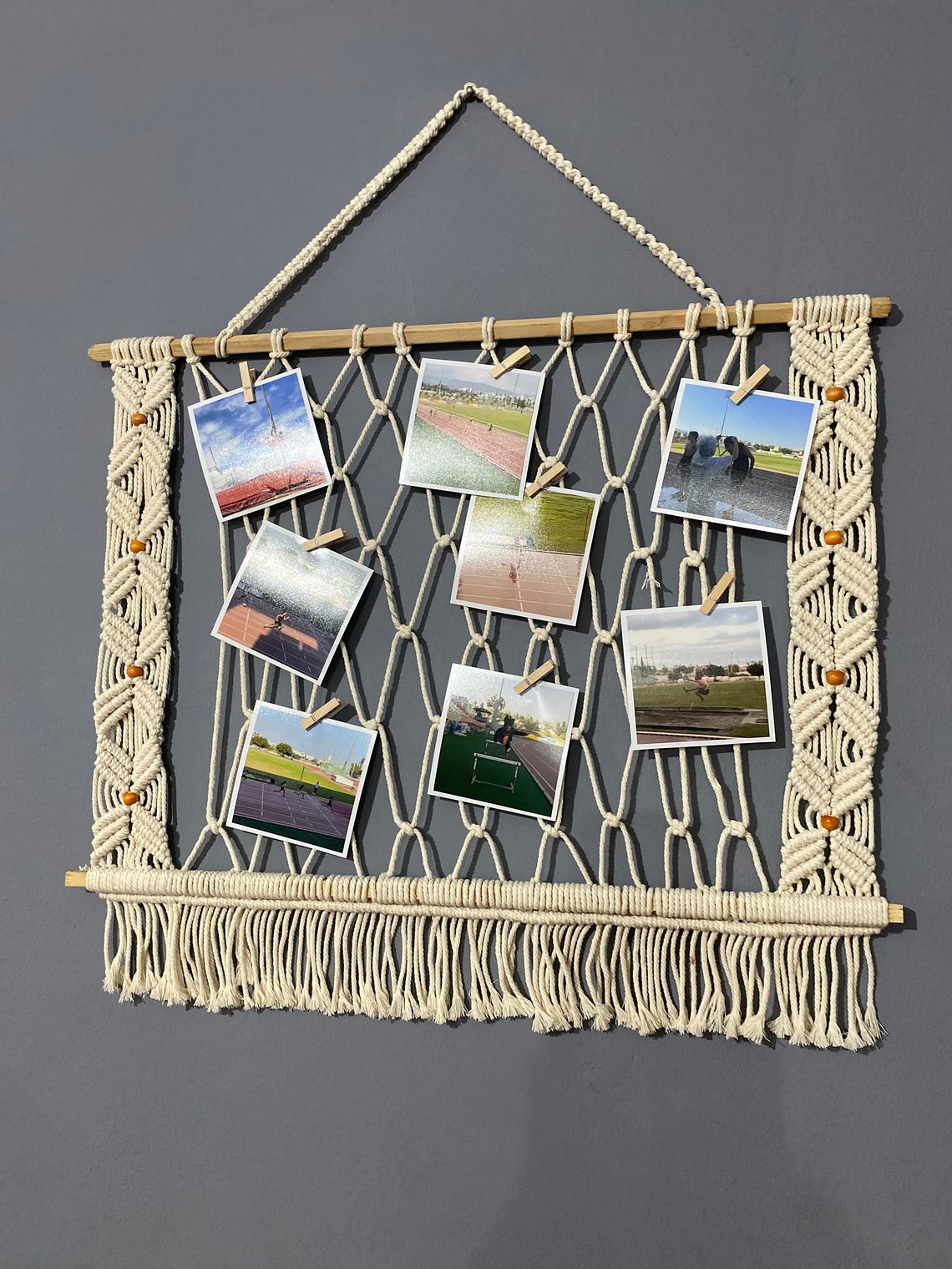 Macrame Photo Hanger, Boho Twine Photo Display, Collage Dorm Wall Decor ...