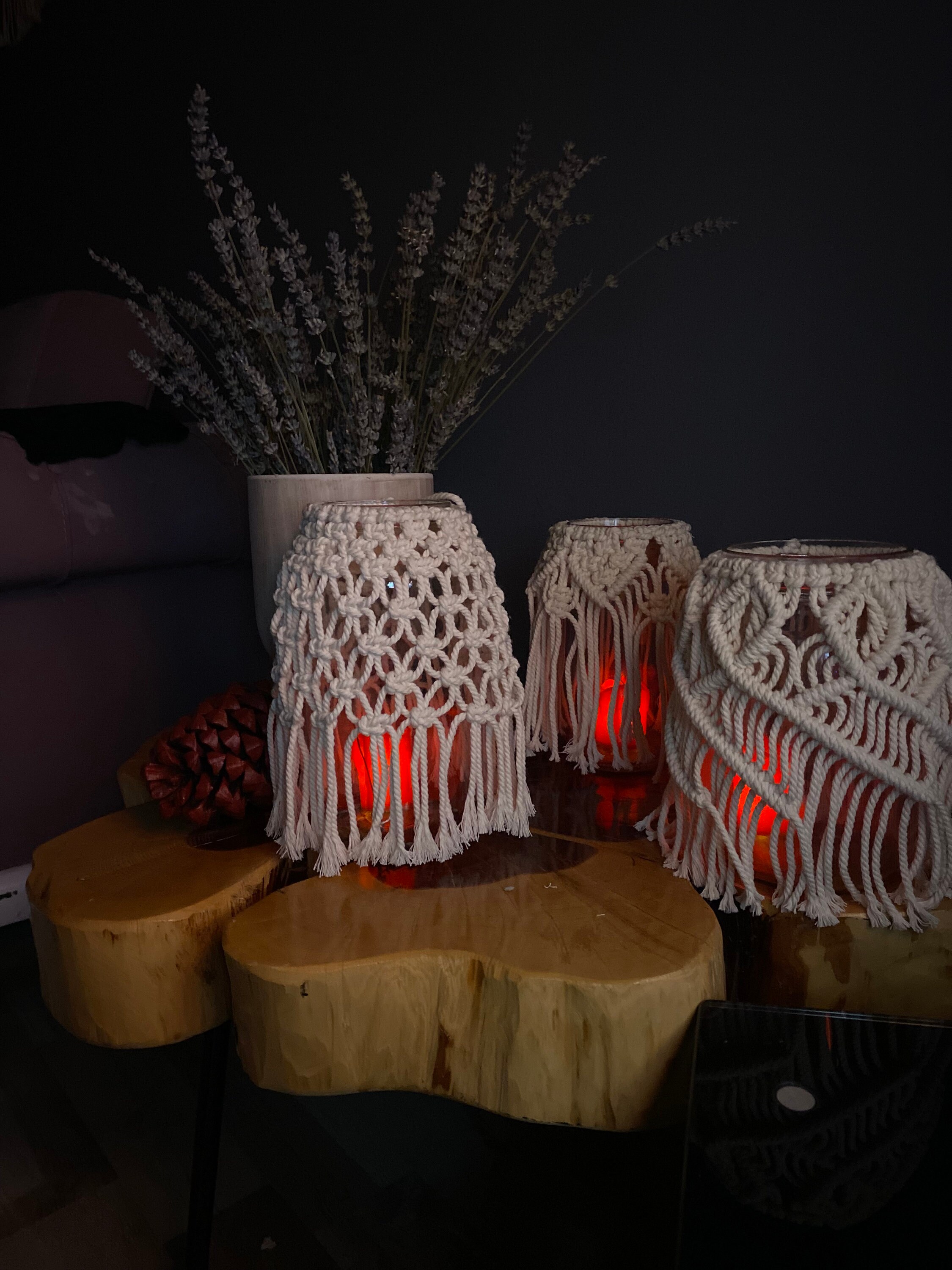 Macrame Lantern Jar Cover Candle Holder Macramee Windlicht Christmas ...