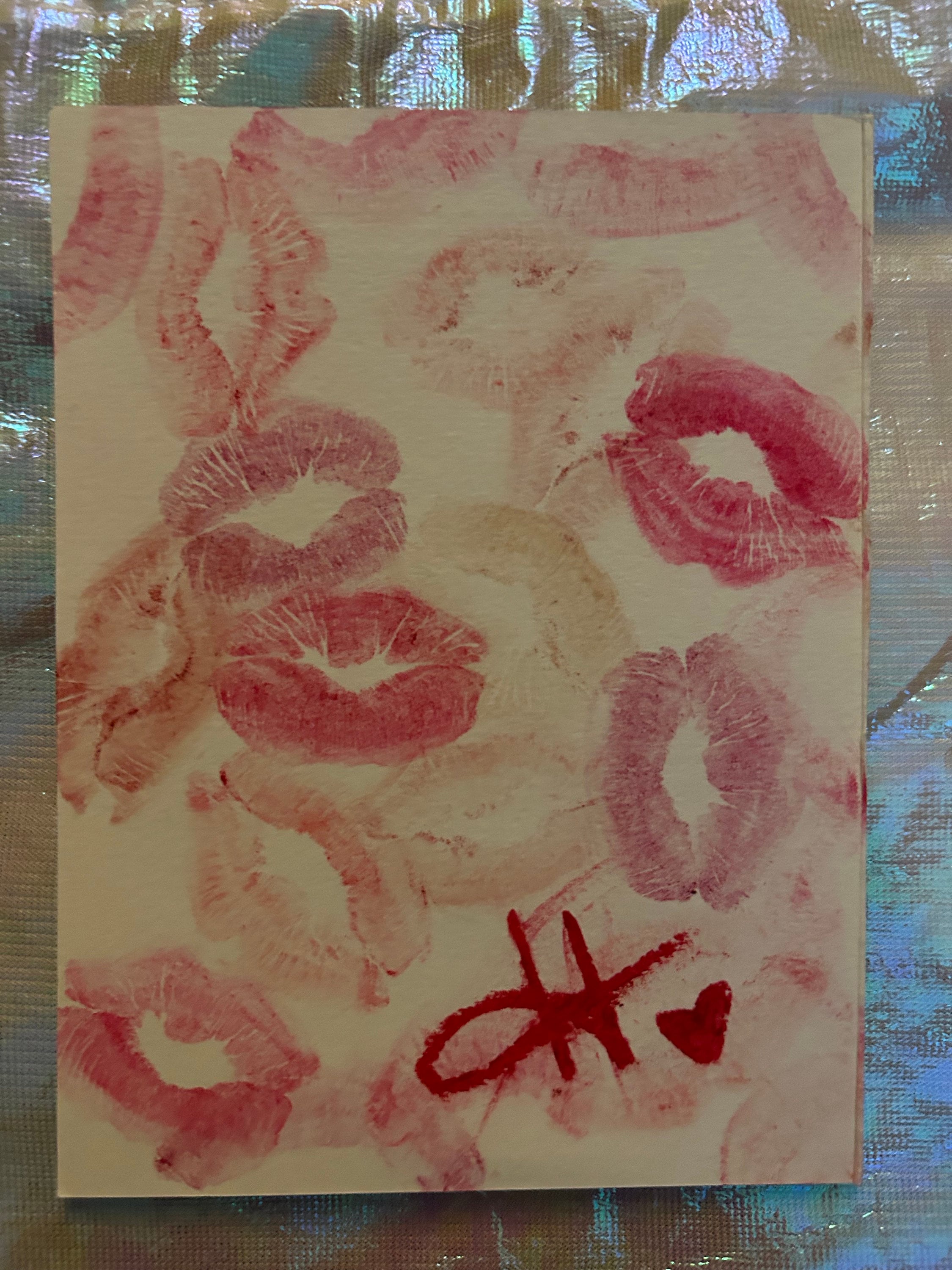 Original Lipstick Kiss Art and Letter - Etsy