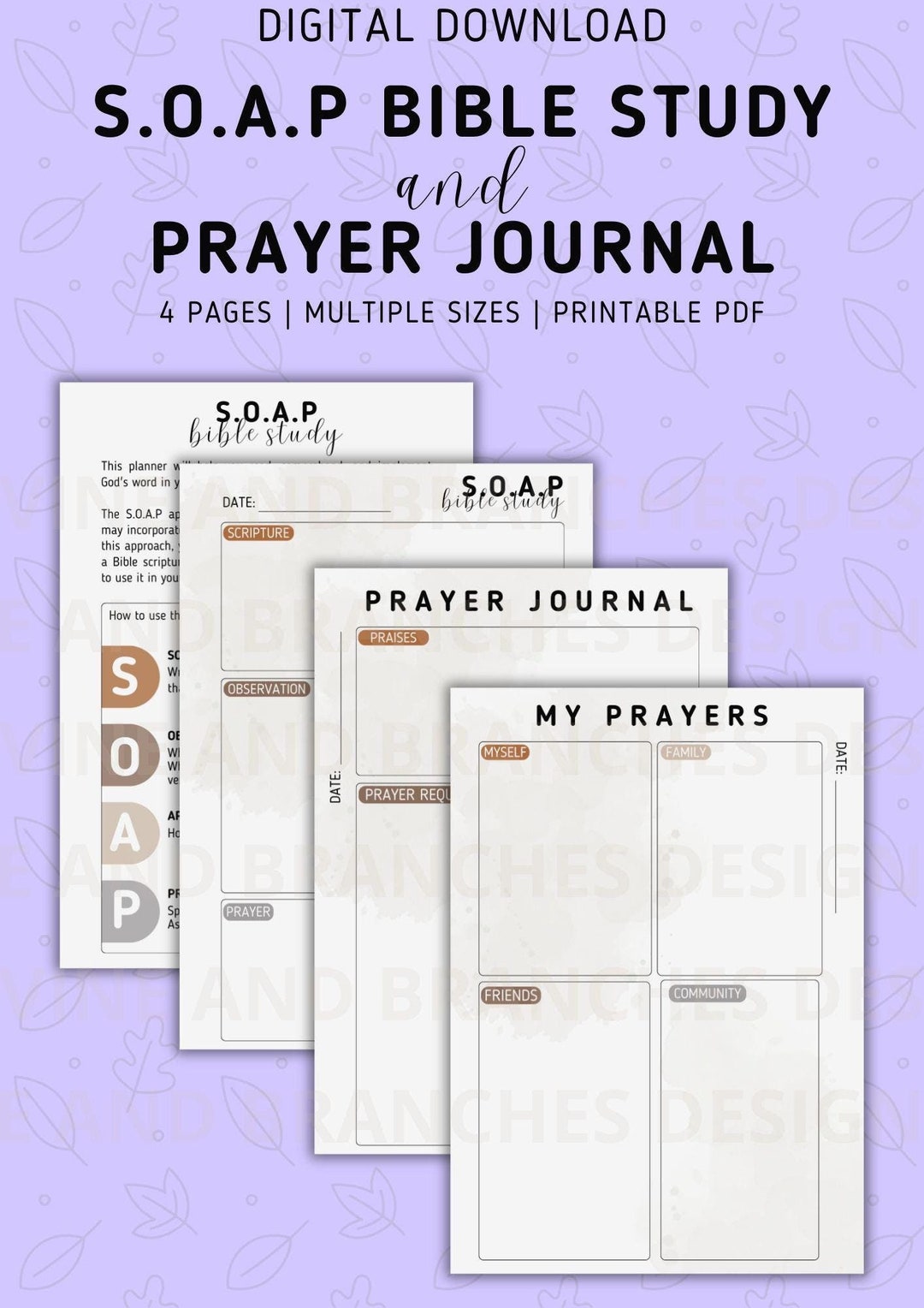 SOAP Bible Study Prayer Journal Printable Template Bible Journaling ...
