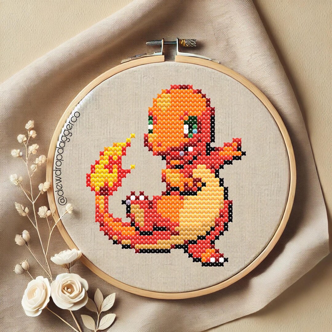 Charmander Sprite | Crossstitch PDF Pattern | Cute, Pokemon, Nostalgic ...