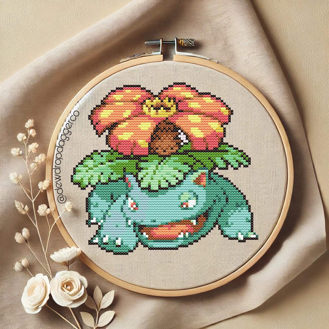 Ivysaur Sprite | Crossstitch PDF Pattern | Cute, Pokemon, Nostalgic ...