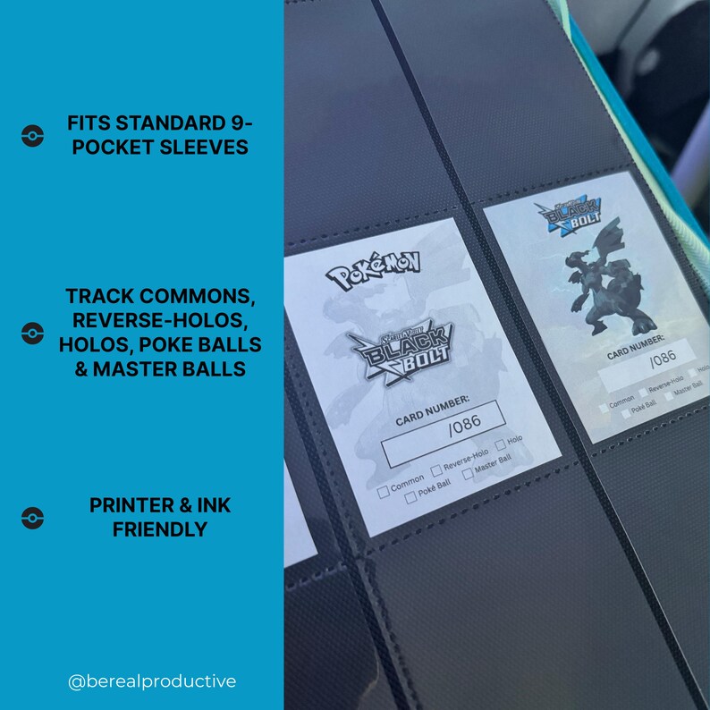 Pokemon TCG Black Bolt | Binder Inserts for Master Set (digital ...