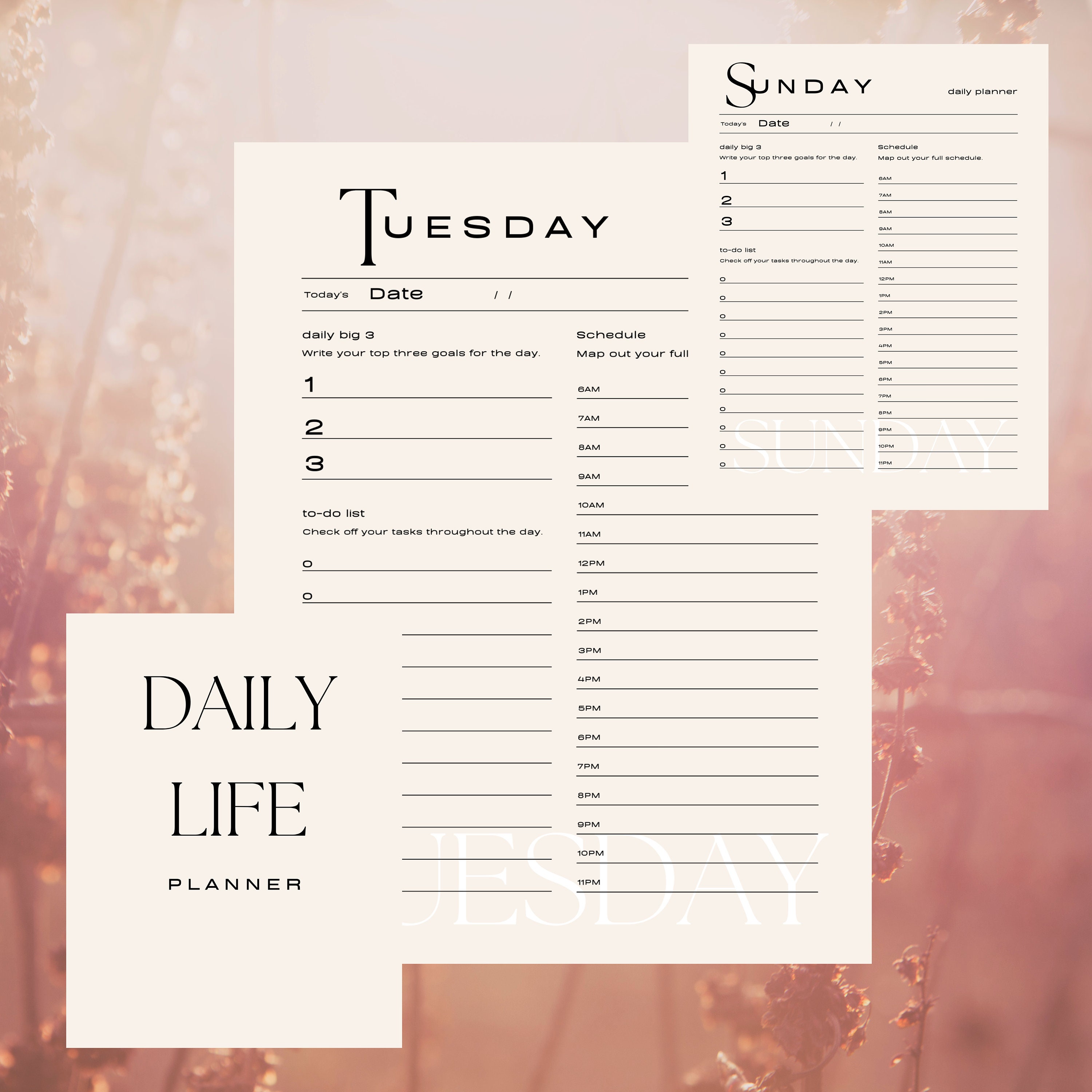 Customizable Digital and Printable Daily Planner. Simple, Easy, Modern ...