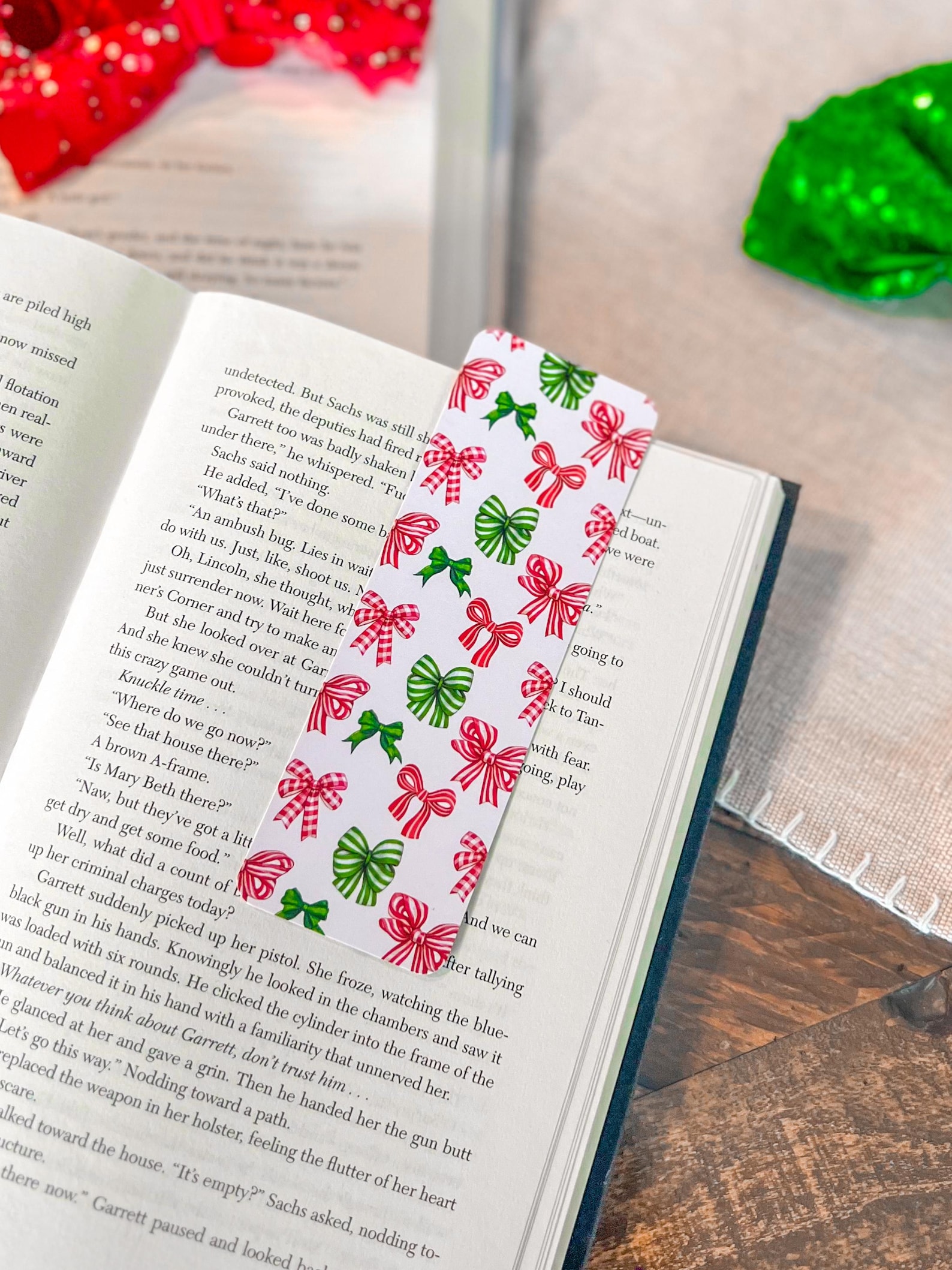 Ho Ho Ho Bows Bookmark Set | Little Turkey Shoppe | Christmas Bookmark ...