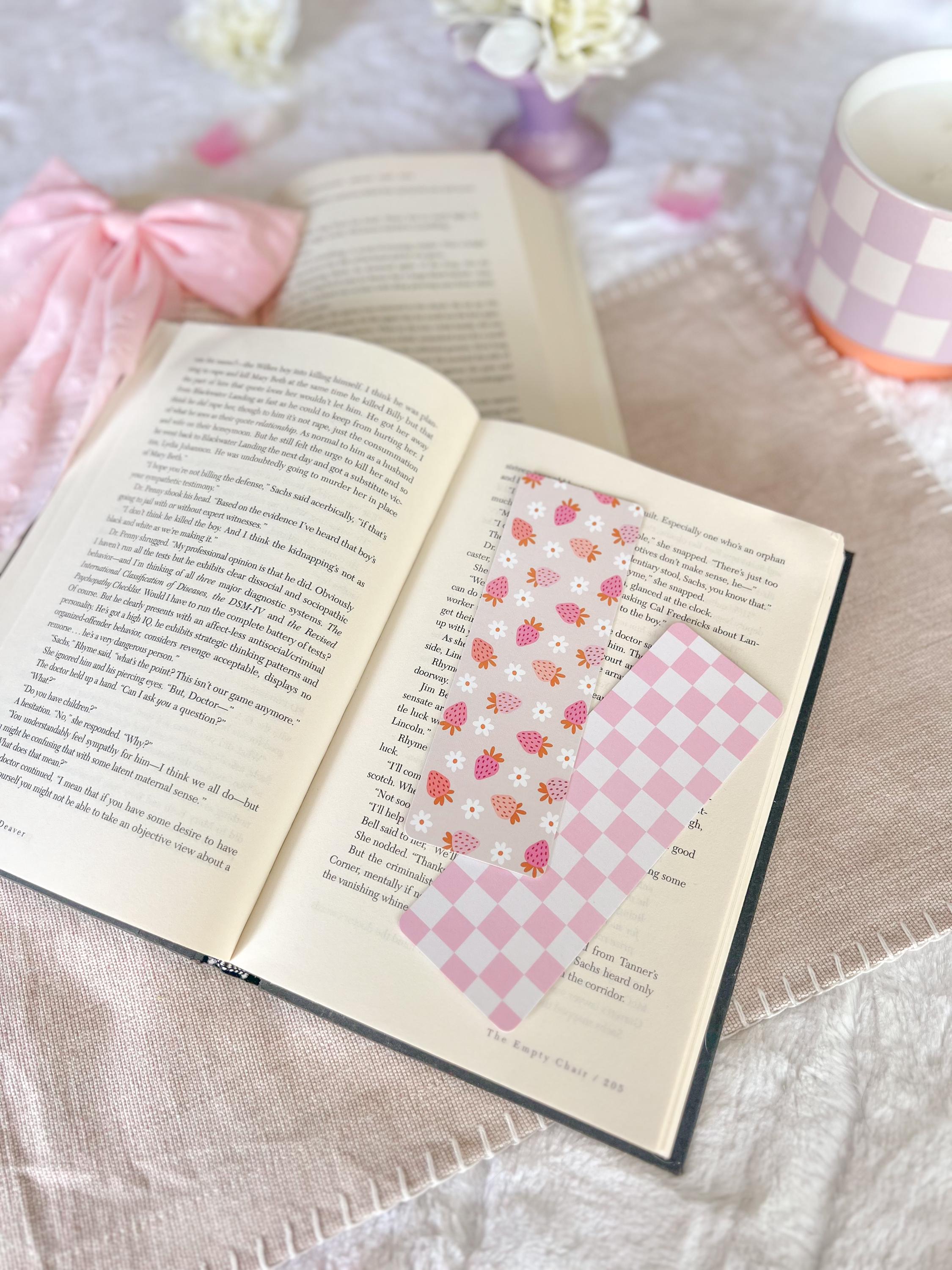 Strawberry Checkered Bookmarks | Little Turkey Shoppe | Pastel Bookmark ...