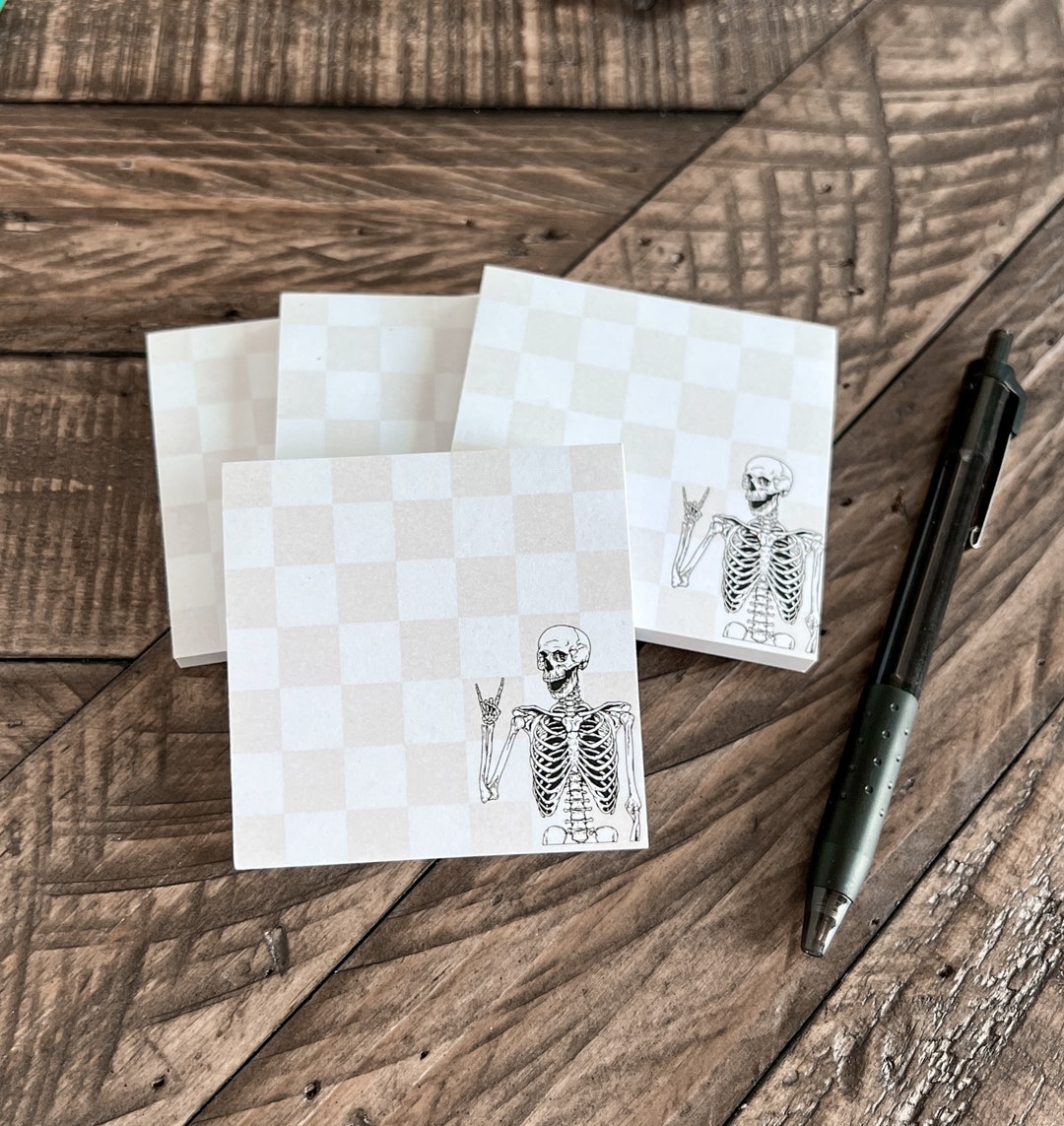 Checkered Skeleton Post-it® Notes | Little Turkey Shoppe | Checkered ...