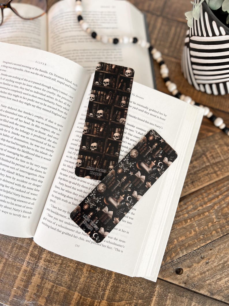 Dark Academia Bookmarks | Skull Bookshelf, Moon Witch Designs - Etsy