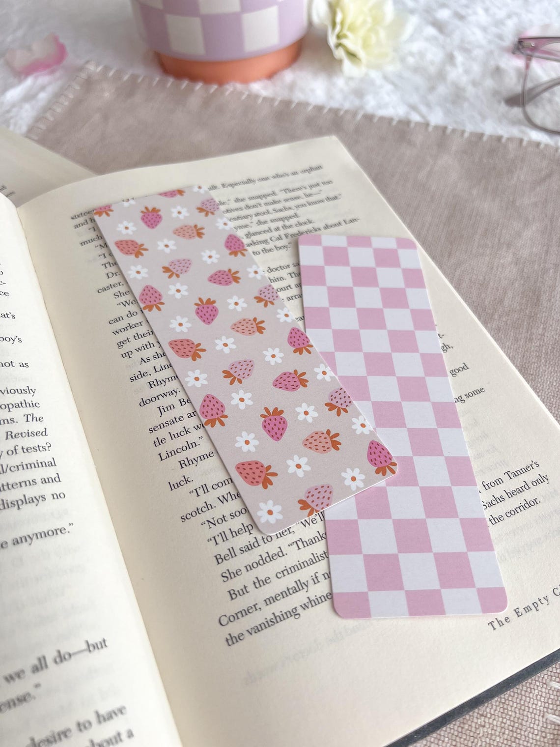 Strawberry Checkered Bookmarks | Little Turkey Shoppe | Pastel Bookmark ...
