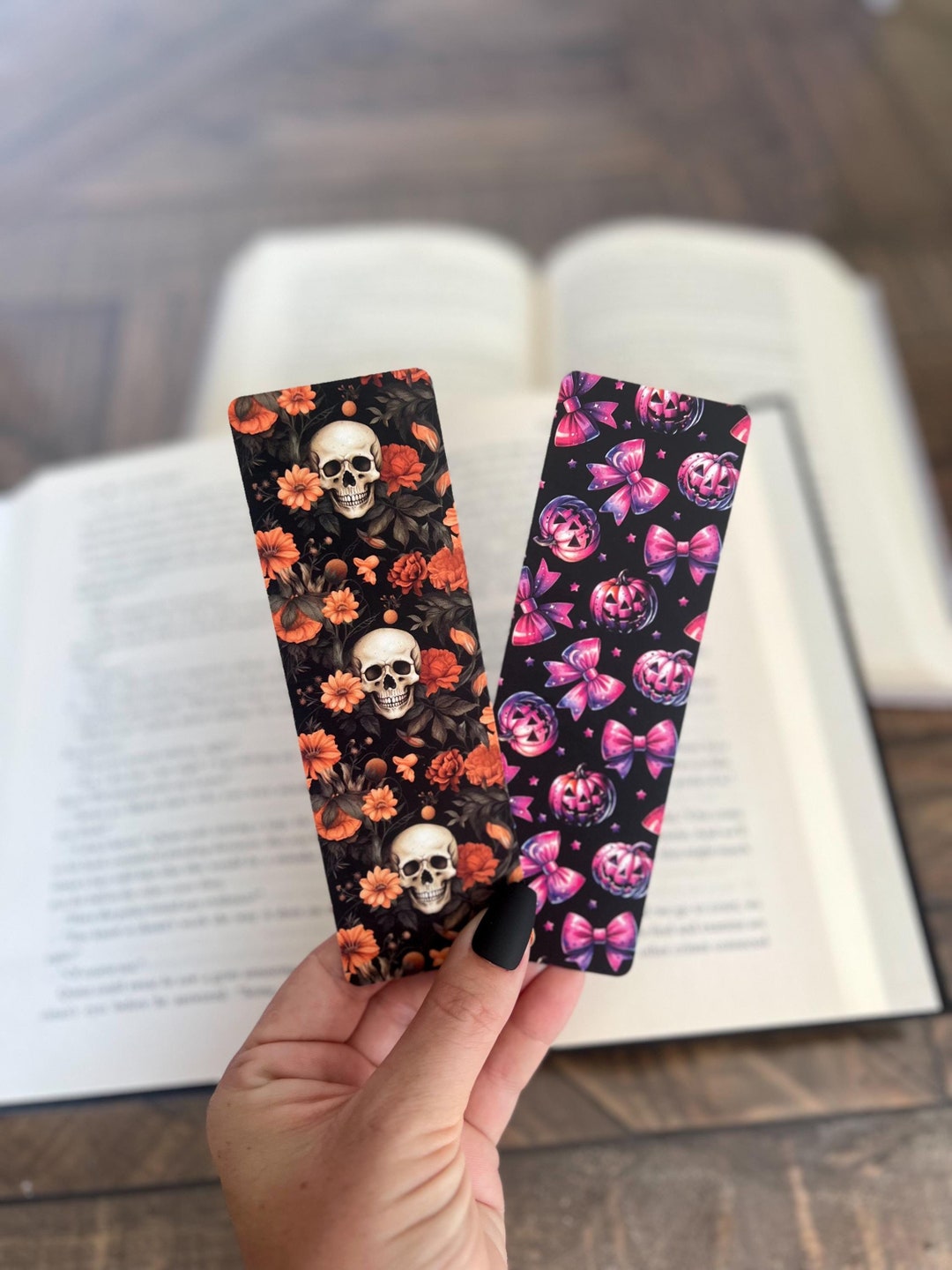 Coquette Pumpkins and Floral Skull Bookmark Set | Little Turkey Shop ...