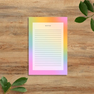 Pastel Rainbow Notepad, 4x6 Little Turkey Shoppe Cute Pastel Notepad ...