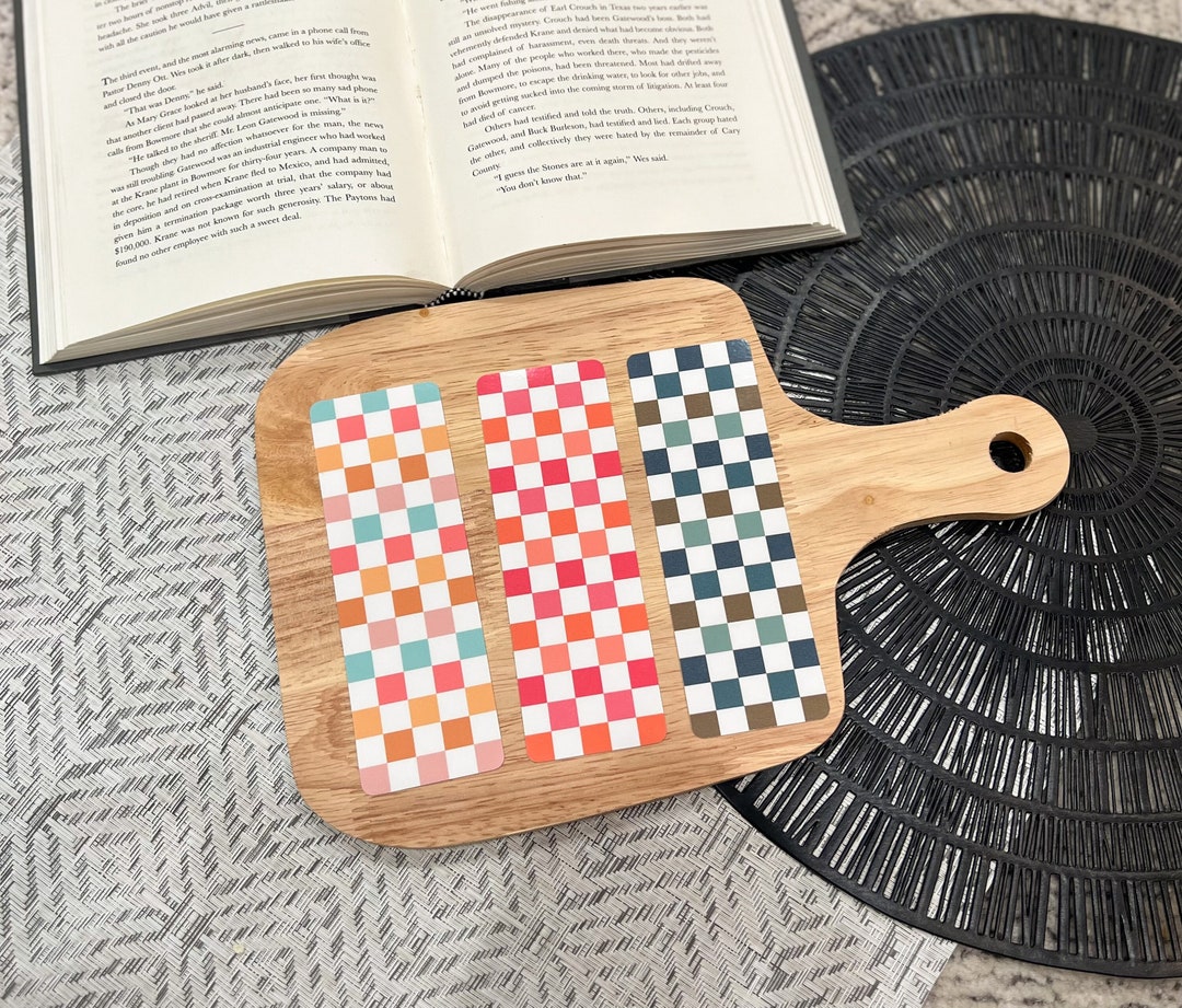 Checkered Bookmark Little Turkey Shoppe Peach Checkered, Olive ...