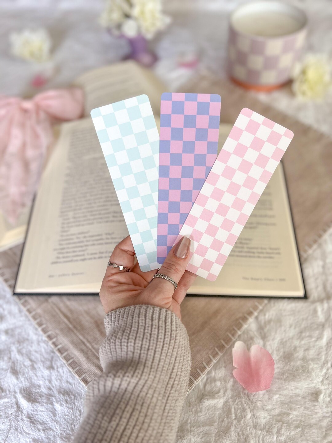 Pink and Blue Checkered Bookmark | Little Turkey Shoppe | Spring ...