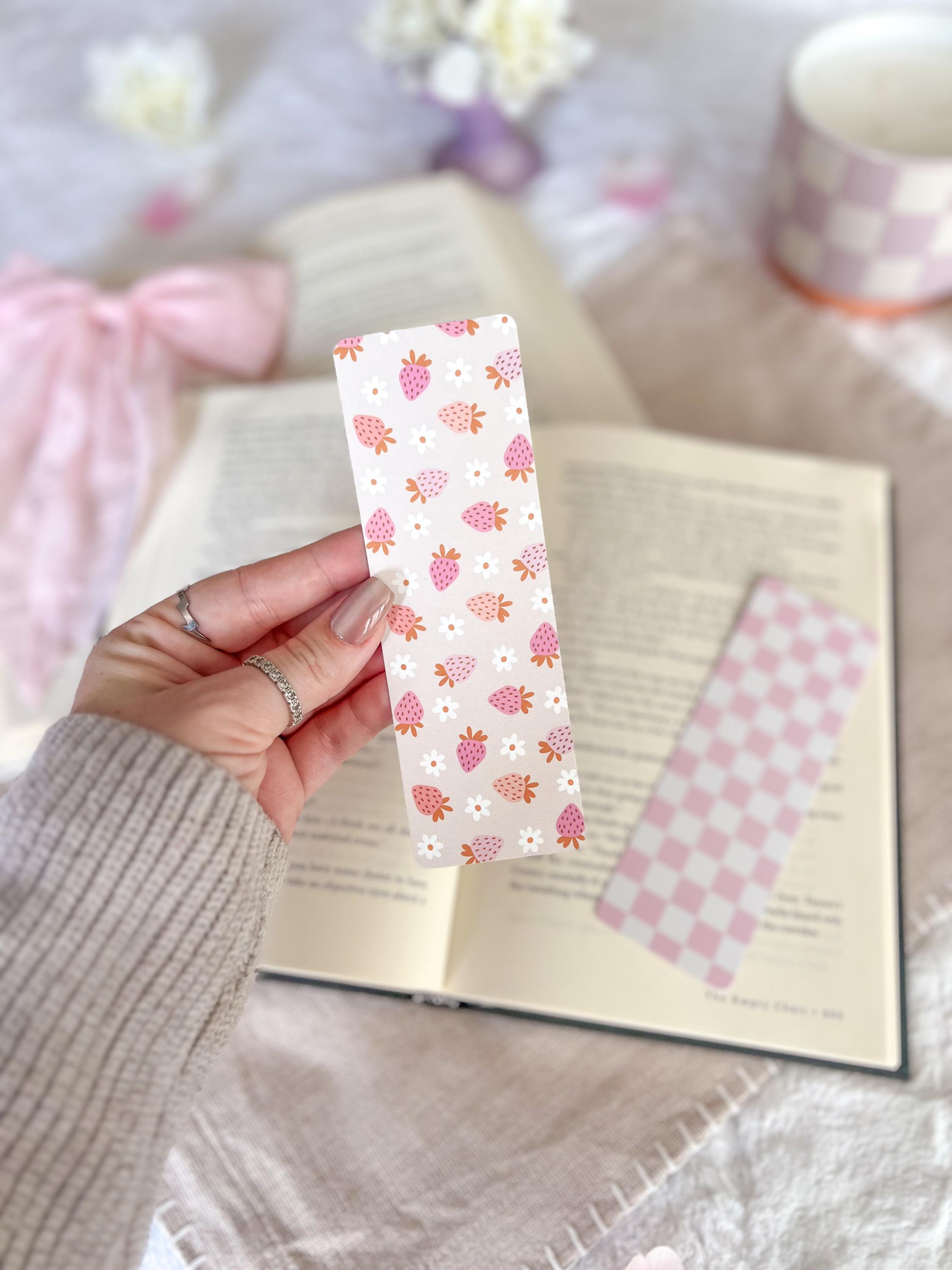 Strawberry Checkered Bookmarks | Little Turkey Shoppe | Pastel Bookmark ...