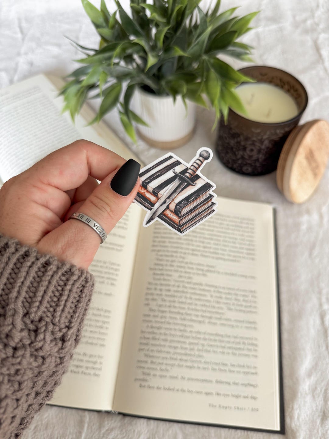 Dark Bookstack With Dagger Vinyl Sticker | Little Turkey Shoppe ...