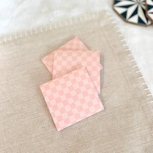 Peachy Pink Checker Post-it® Notes | Little Turkey Shoppe | Pink Sticky ...