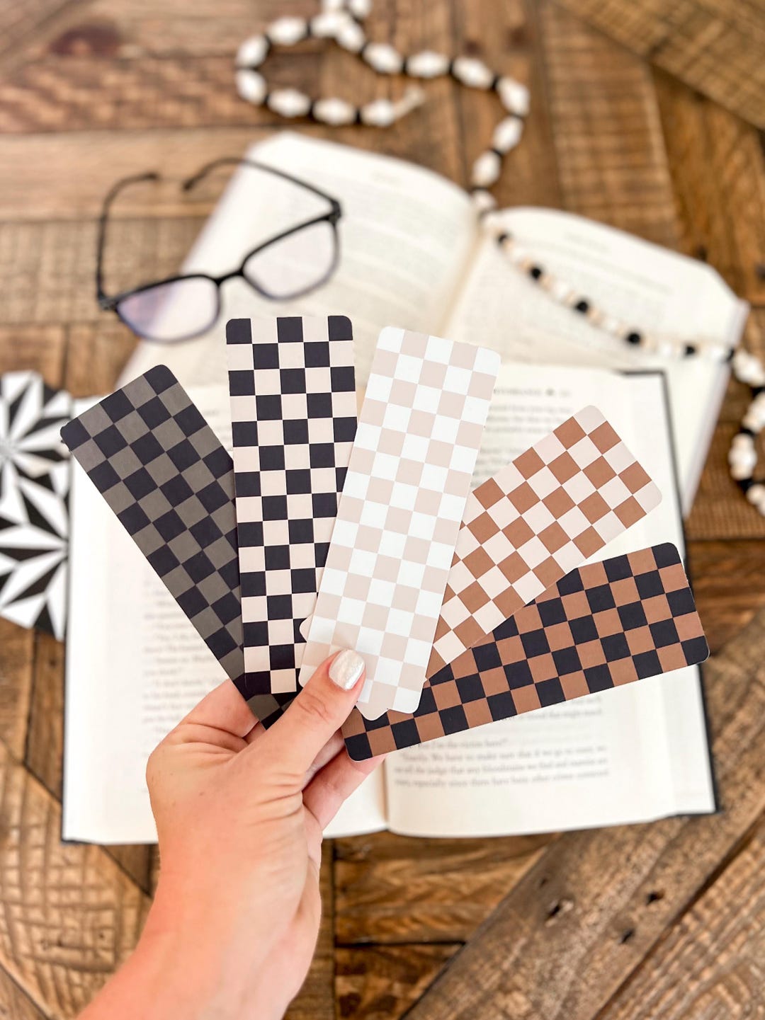 Neutral Checkered Bookmark Set | Little Turkey Shoppe | Checkered ...