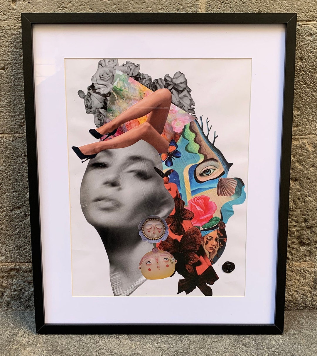Placid Acid. Unique Collage Art. Framed. Paper on Paper. One - Etsy