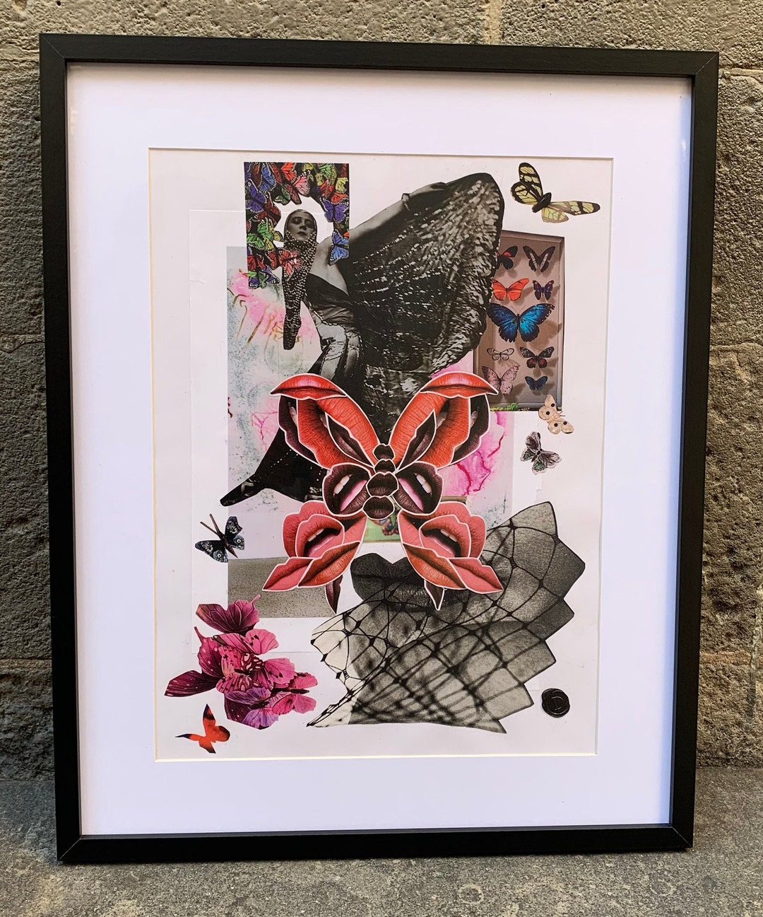 Madame Butterfly. Unique Collage Art. Framed. Paper on Paper. One of a ...