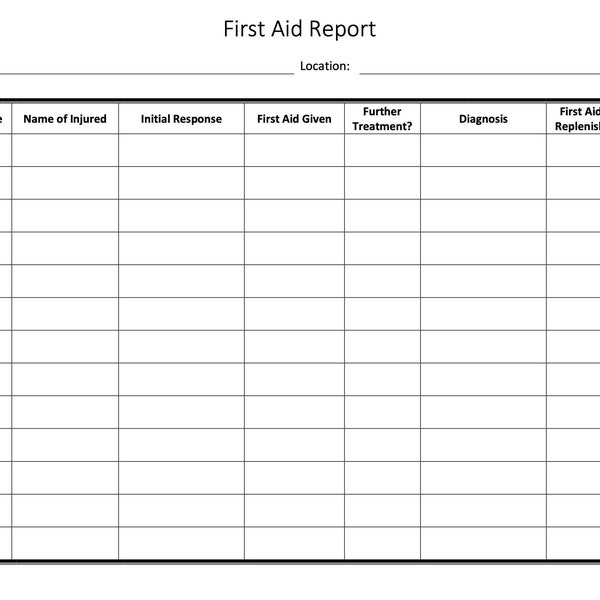 First Aid Work Sheet - Etsy