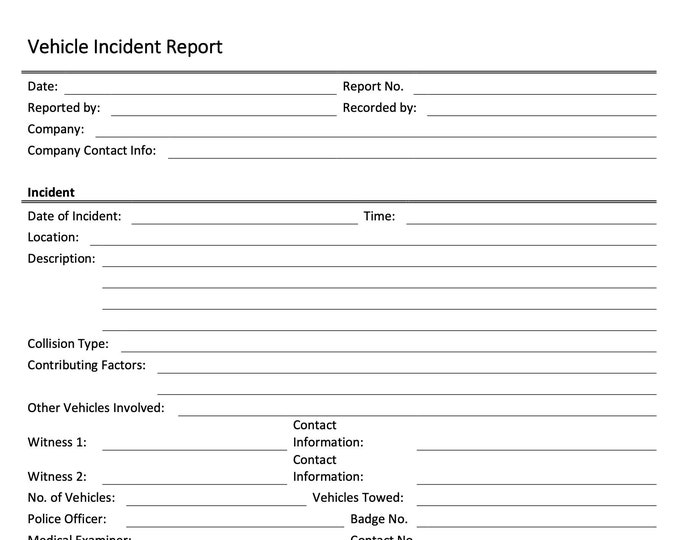 Vehicle Incident Report | Insurance Claim Estimate Workshop Technician ...