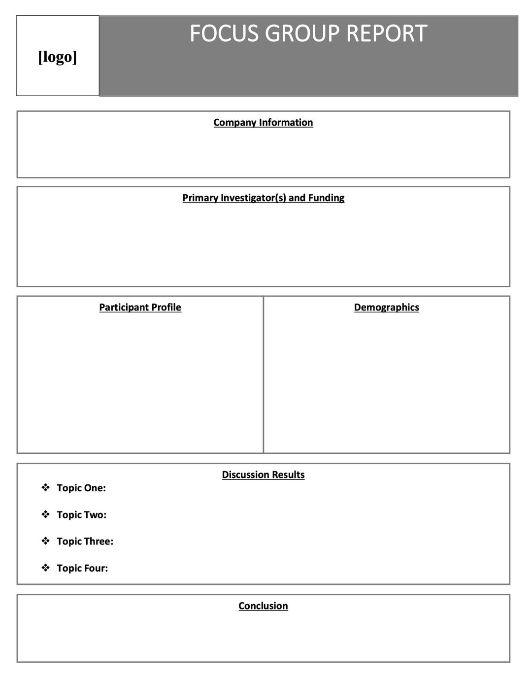 Focus Group Report Form Business Company Personal Group Focus Form ...