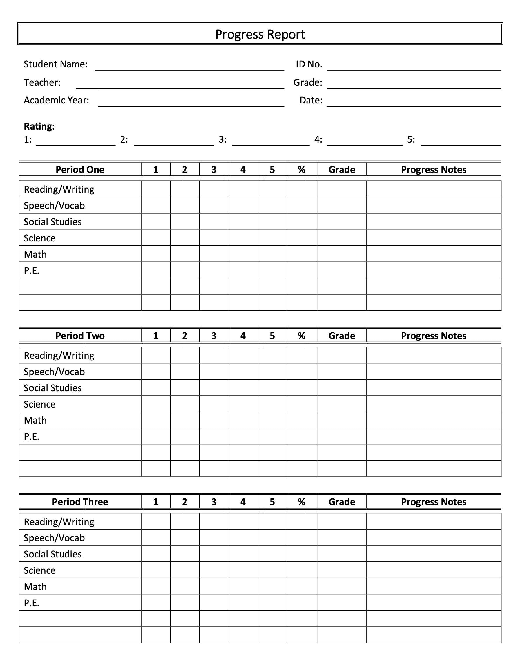 Progress Report Template Personal & Group Project Task Progress Form ...