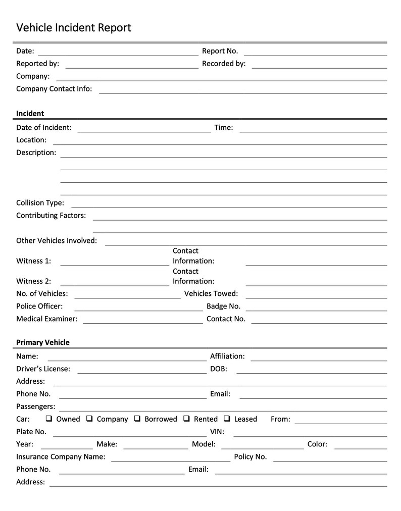 Vehicle Incident Report Insurance Claim Estimate Workshop Technician ...