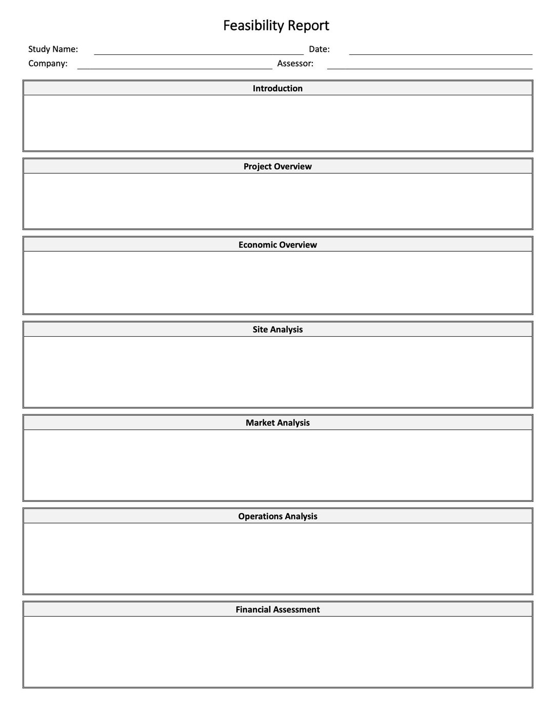 Feasibility Report Form Project Business Company Personal Feasability ...
