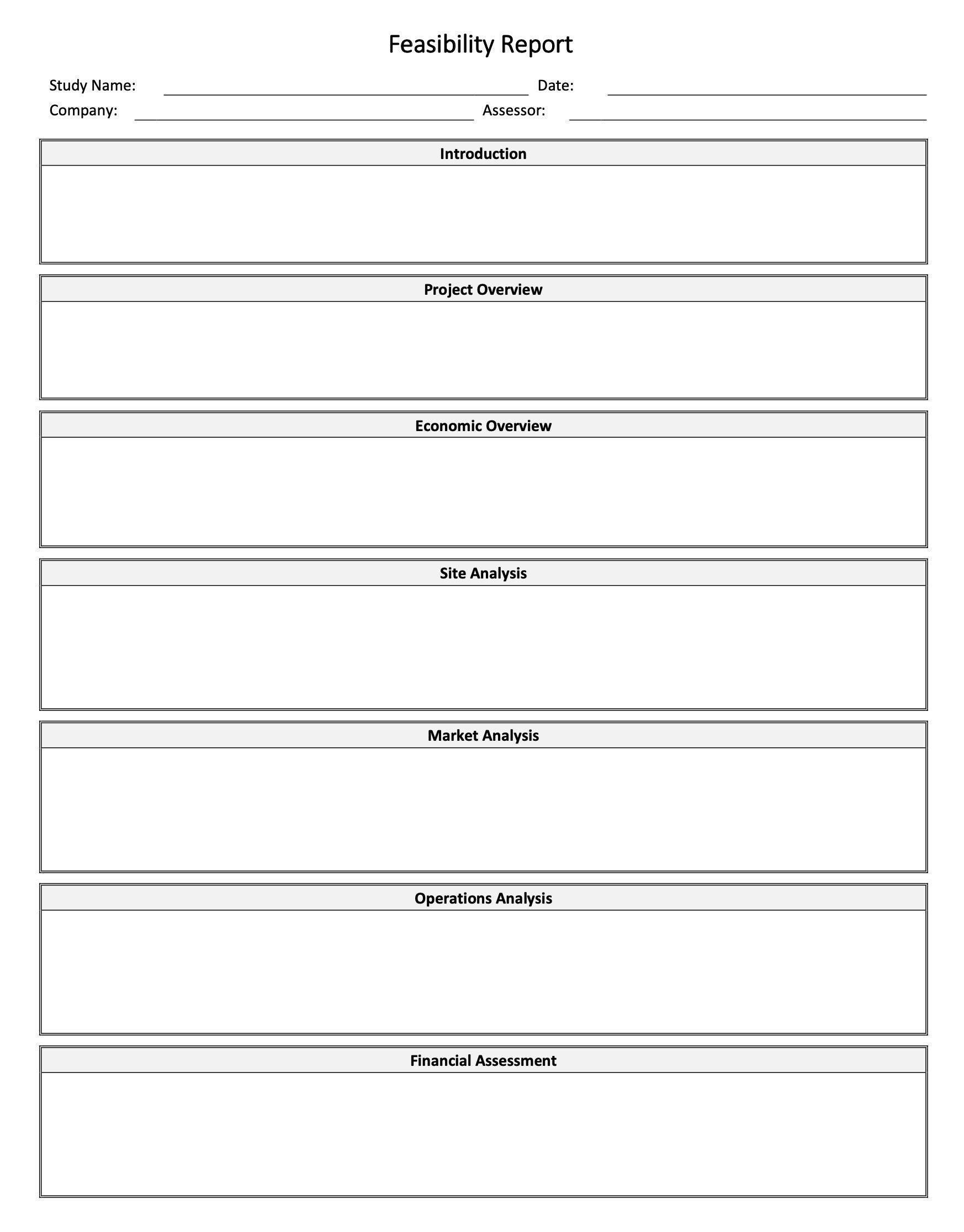 Feasibility Report Form Project Business Company Personal Feasability ...