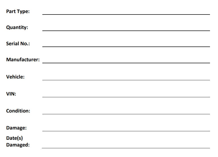 Vehicle Parts Bill of Sale Used Parts Engine Sale Contract Part ...